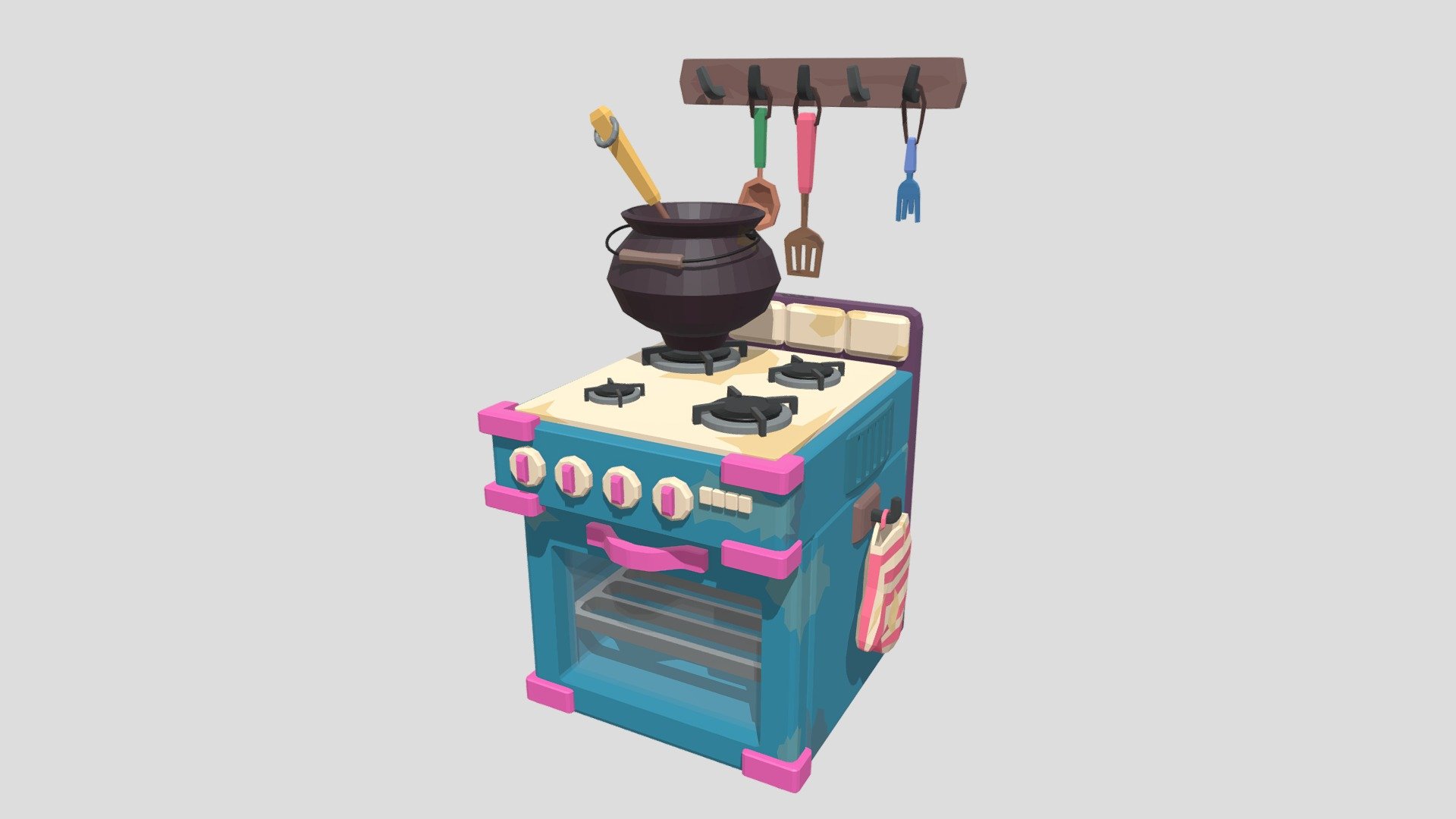 Stylized stove and kitchen props - 3D model by gpodolskaya [94931f6 ...