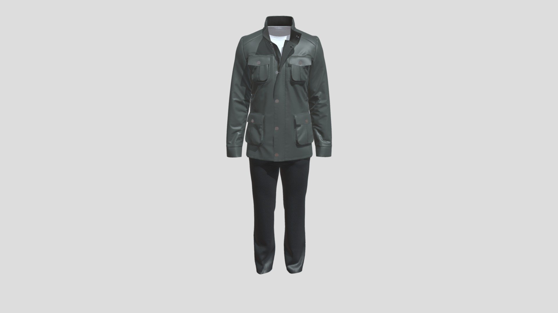 Waxed Jacket 2 Open Collar Outfit - Buy Royalty Free 3D model by ...