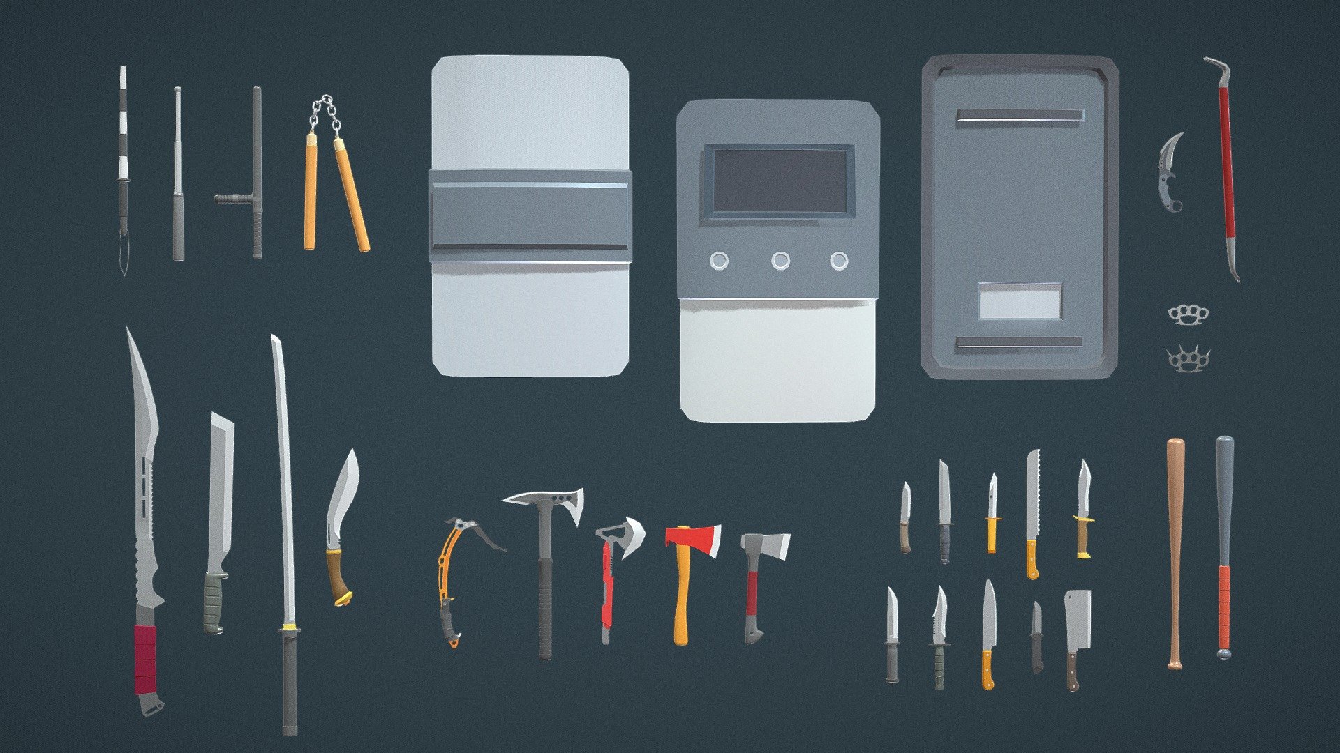 Weapons Pack - Melee Weapons - 3D model by PolyOne Studio (@polyone ...