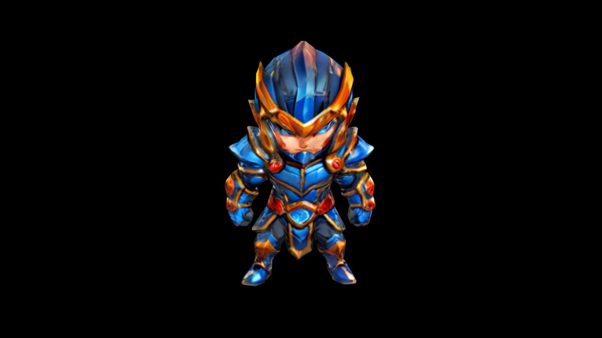 Armored cartoon character with a crest of a blue - Download Free 3D ...