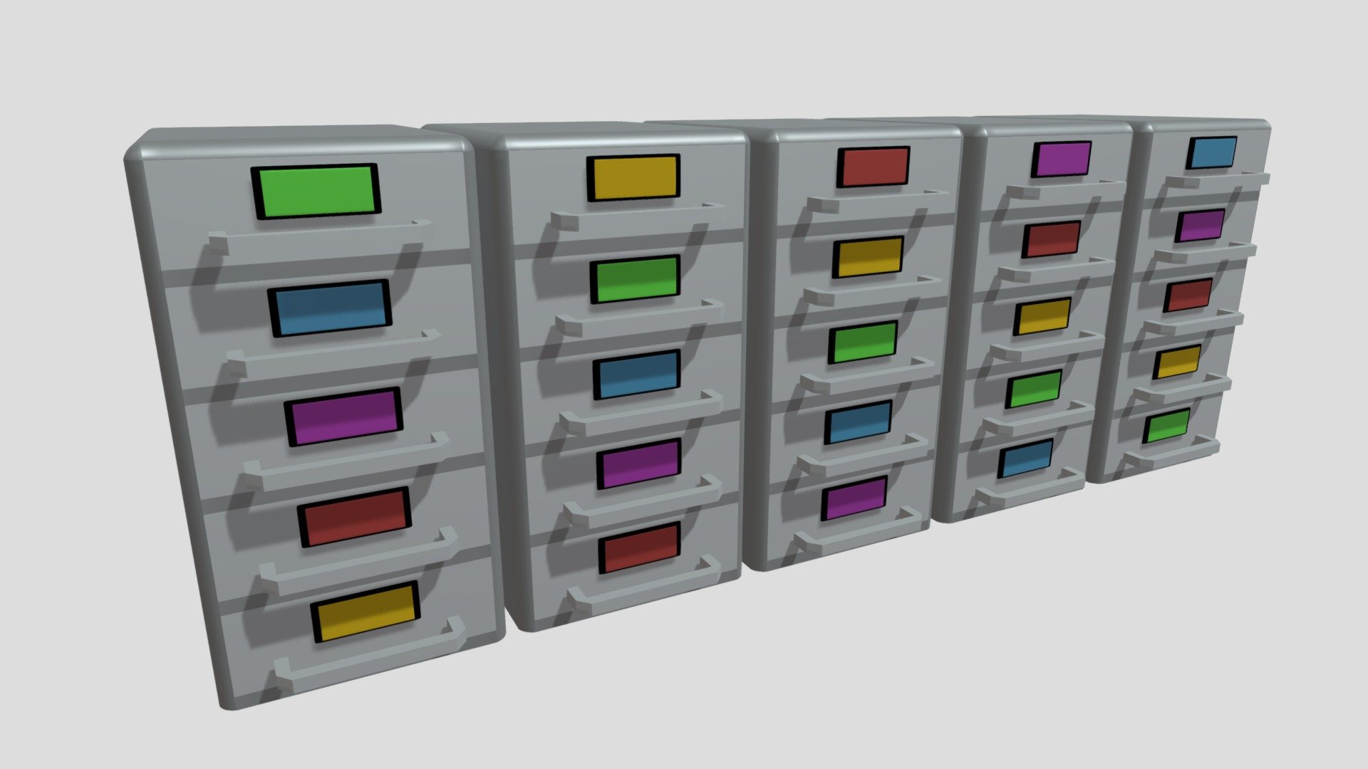 The Multiple Colour Labelled Filing Cabinets - 3D model by Mr.Dan42 ...