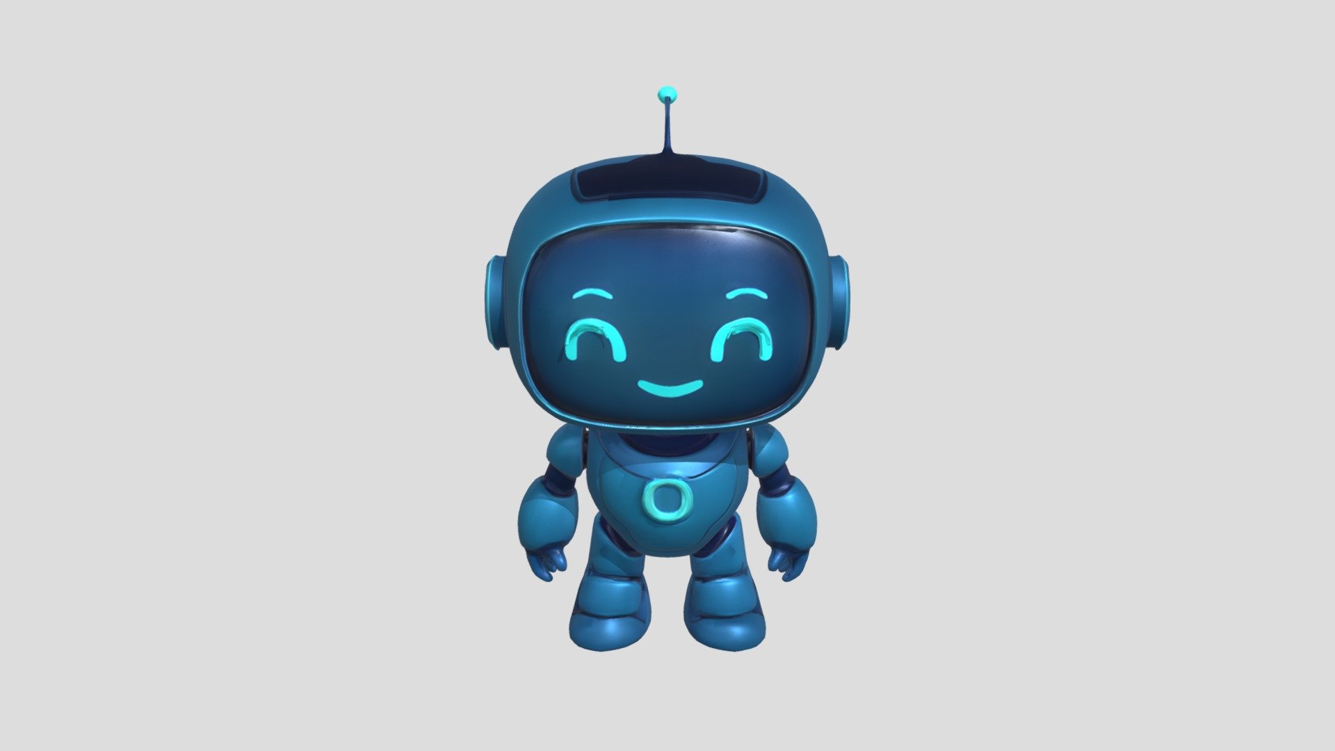 Cute smiling small robot with antenna - 3D model by vteam636 [94f8480 ...