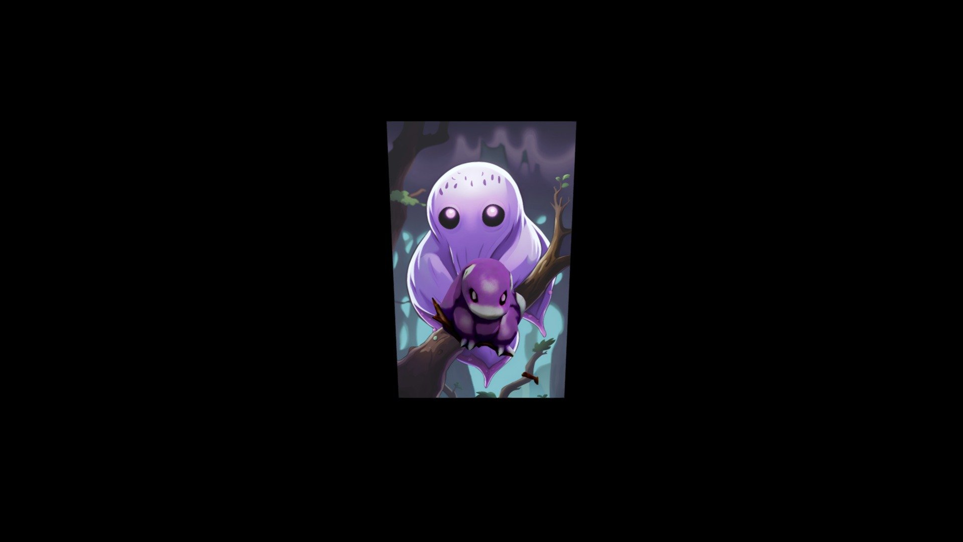 purple ghost sitting on a branch in a dark fore - Download Free 3D ...