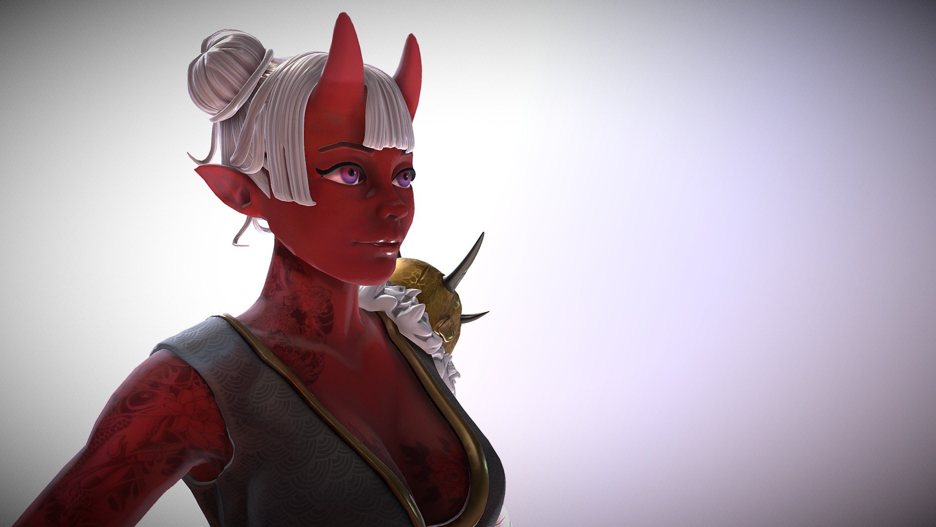 Oni girl Real time character - 3D model by samjames [94feba3] - Sketchfab