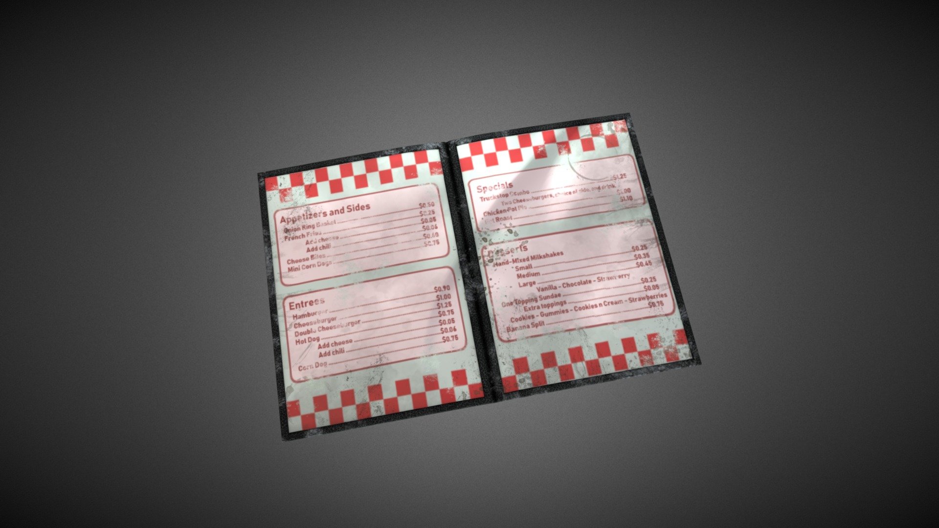 Worn Diner Menu - 3D model by apatters [9501fcb] - Sketchfab