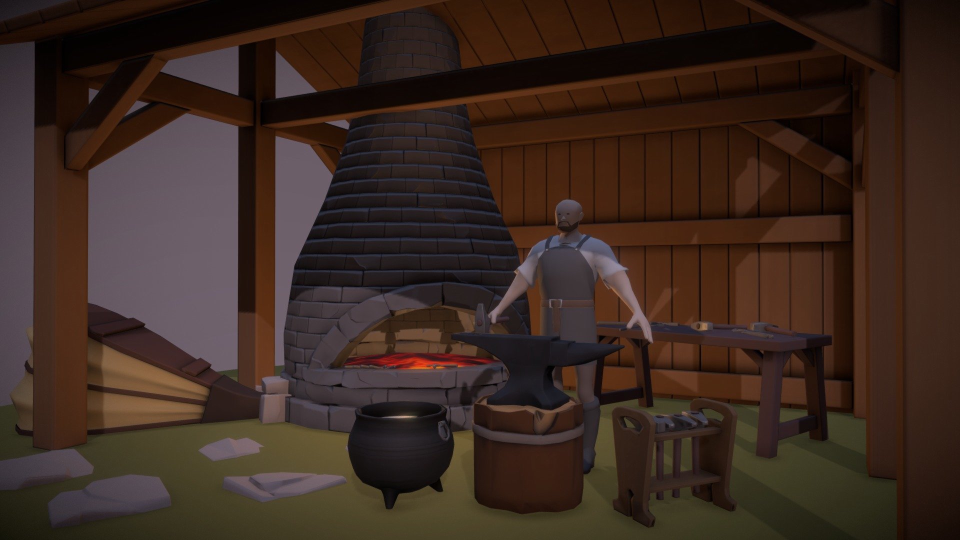 Low-poly Blacksmith - 3D model by Dion (@tergnos) [951300e] - Sketchfab