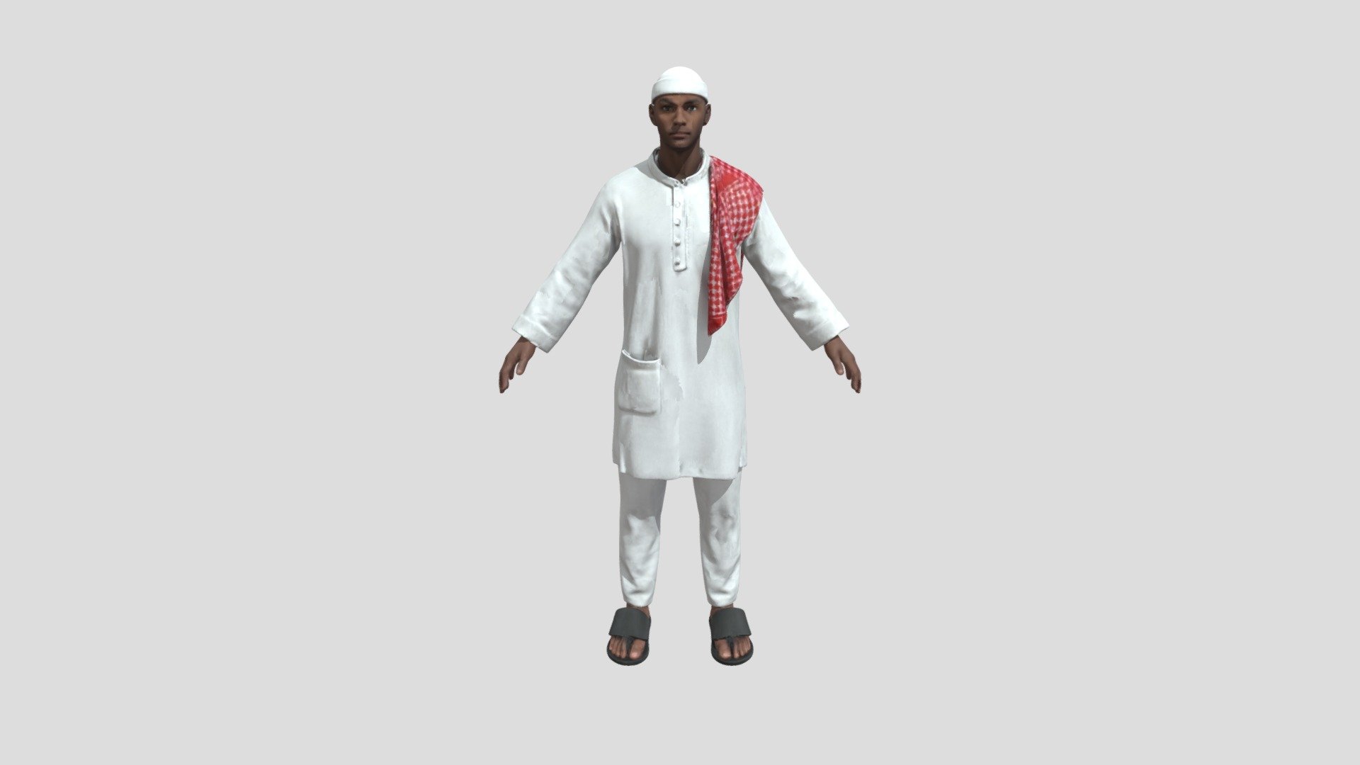 White Thobe with Red Keffiyeh - 3D model by daengpatch90 [9514798 ...