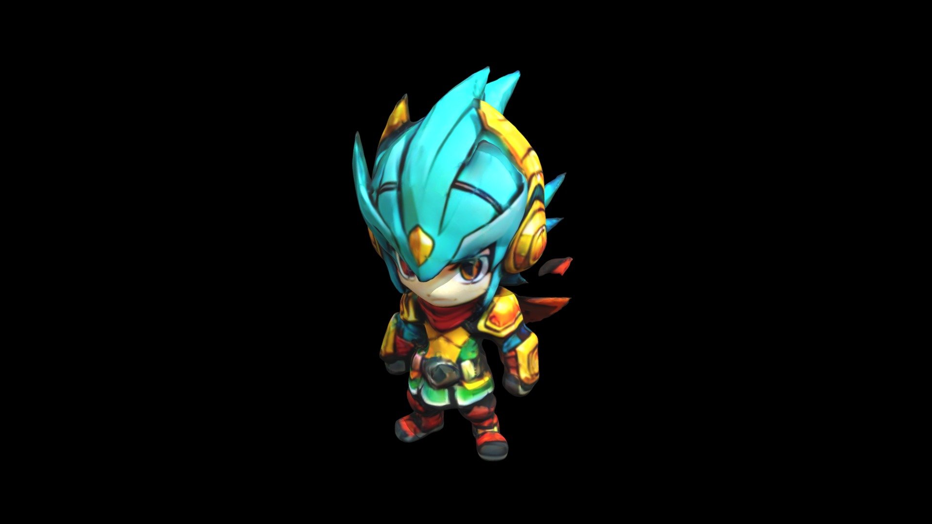 a cartoon character with a blue helmet and he - Download Free 3D model ...