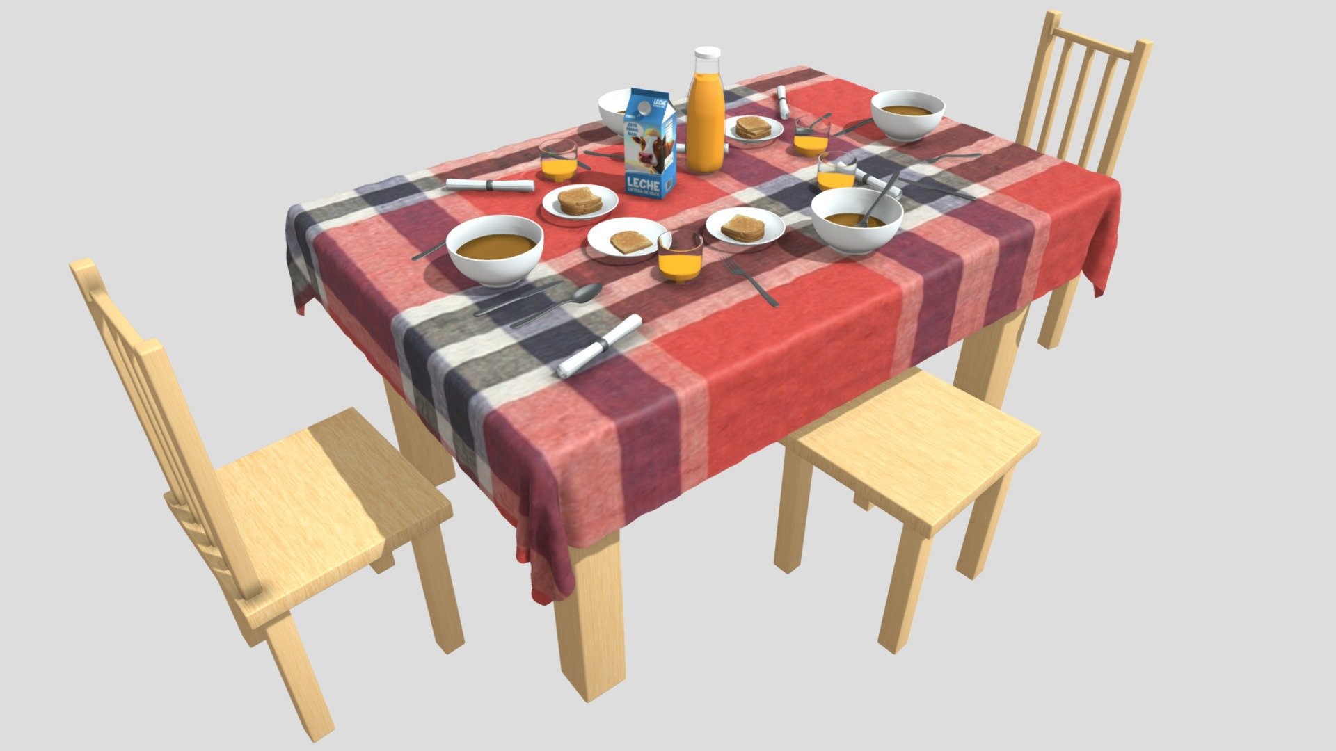 Breakfast Table with flatware - Buy Royalty Free 3D model by kopofx ...