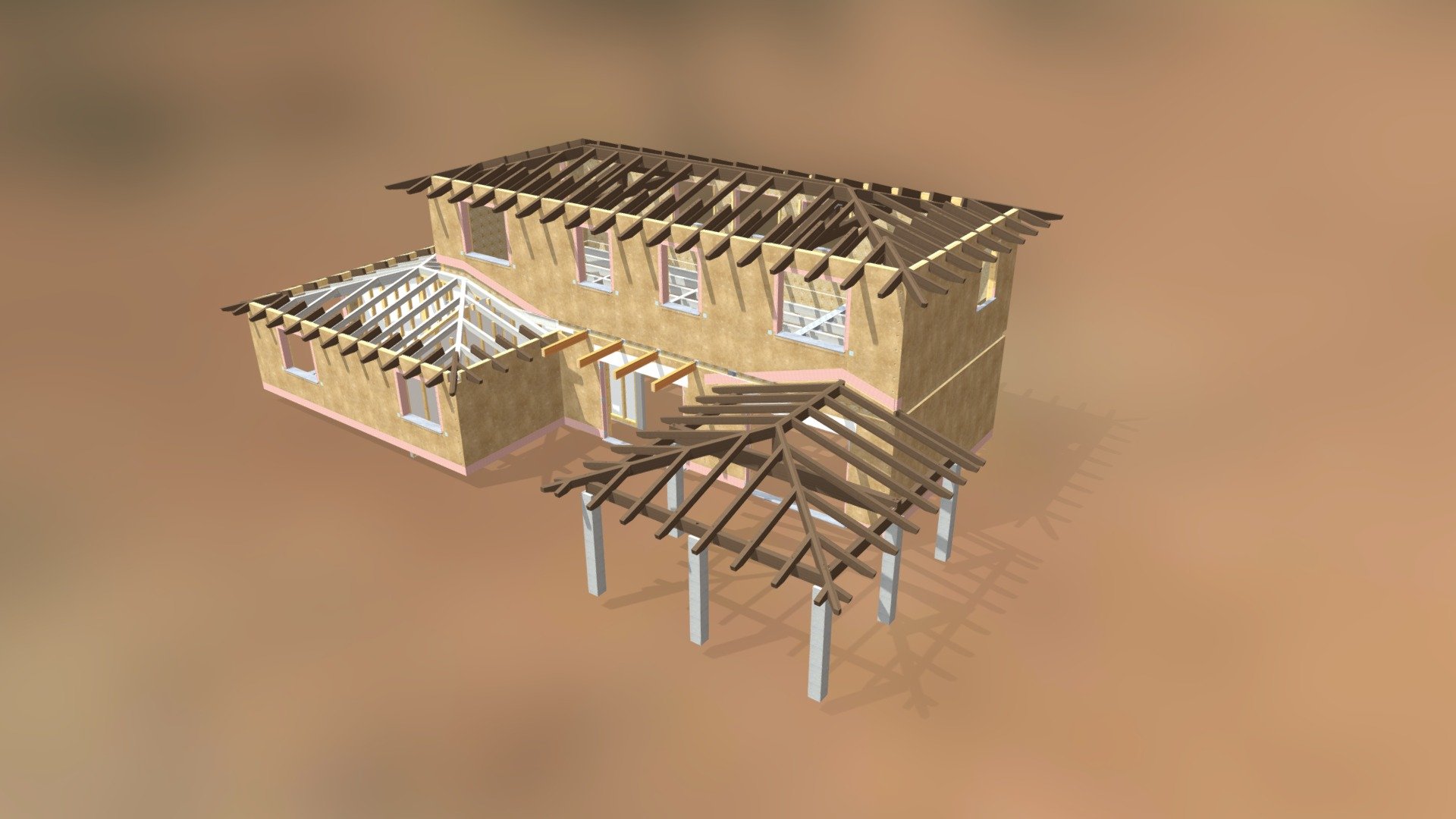 LignoAlp 3D Timber frame house - 3D model by Baraku [9564e77] - Sketchfab