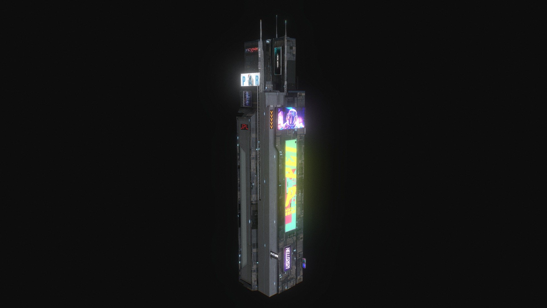 Cyberpunk Futuristic building Kitbash Bundle_012 - 3D model by Zippy ...