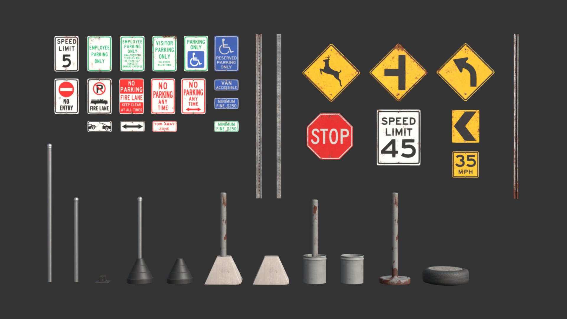 Traffic and Parking Sign Kit - Buy Royalty Free 3D model by ...