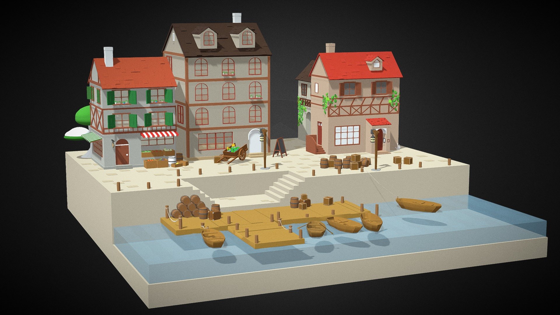 Port Town - Download Free 3D model by 3d.xyz (@webuild) [9580f0e ...
