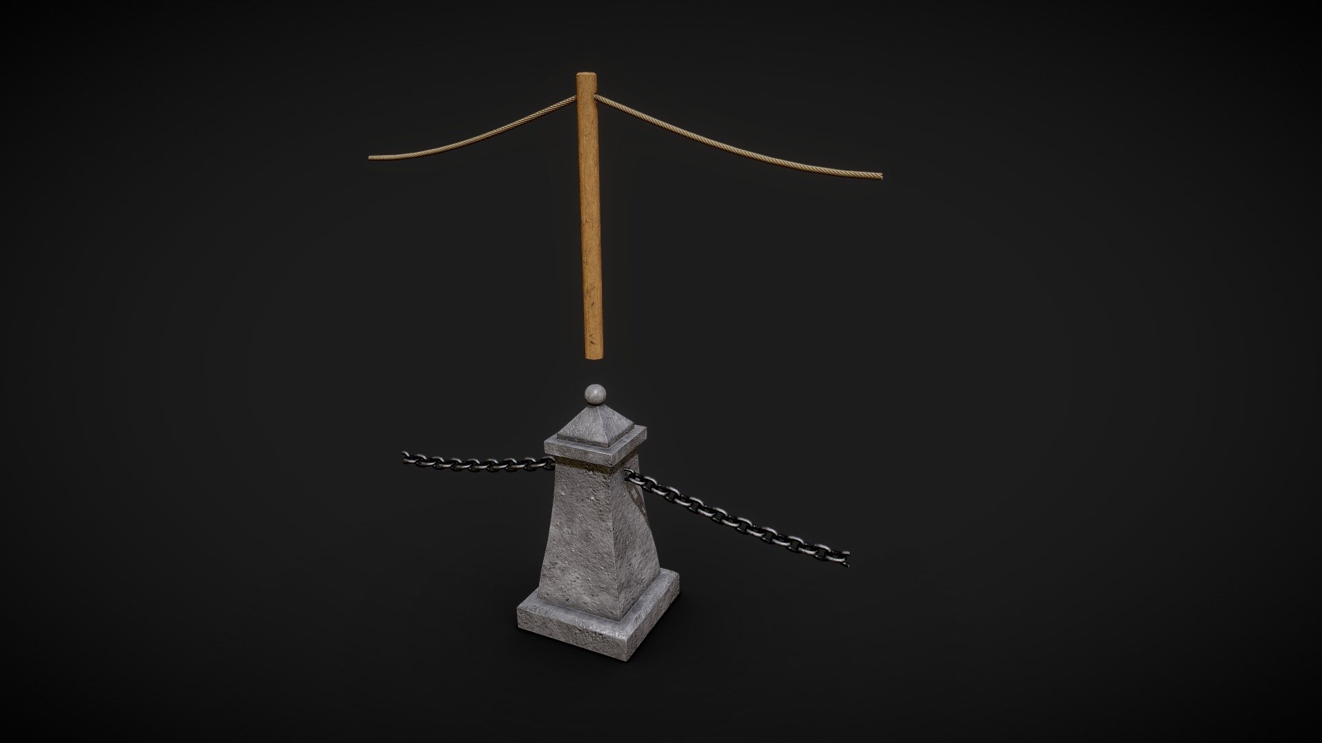 Rope & Chain Fence - Download Free 3D model by Rosbergen Designs ...