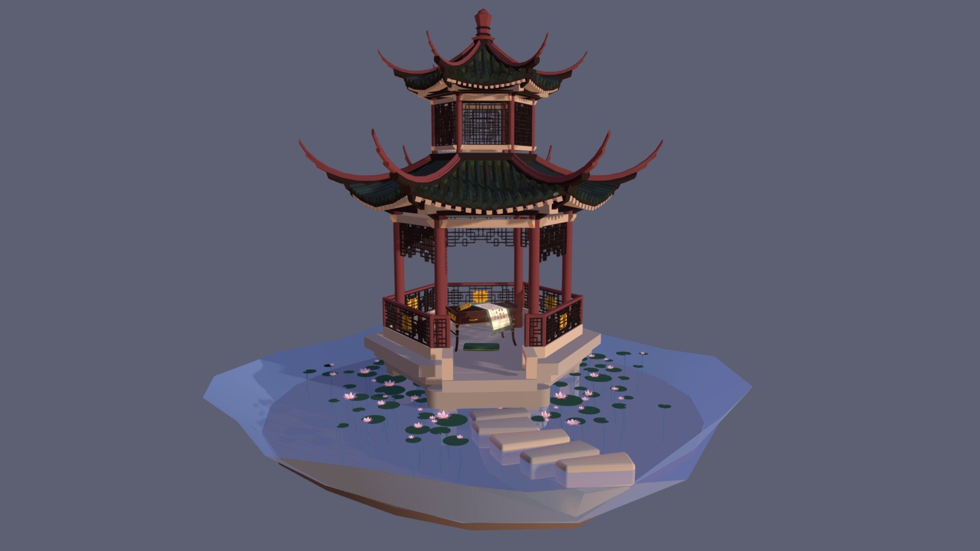 Chinese pavilion - 3D model by Bansheeva [95ac2ed] - Sketchfab