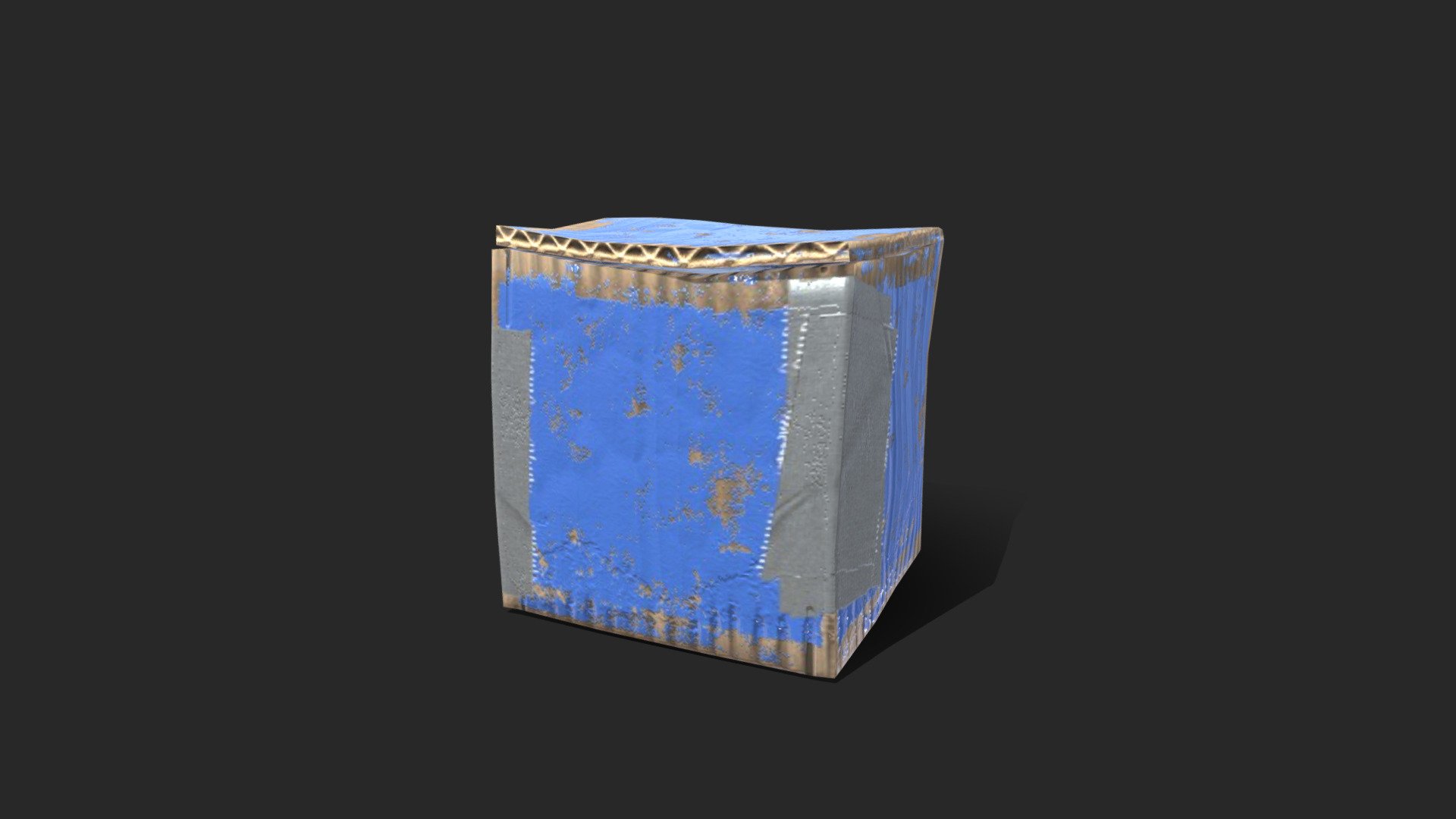 Blue painted taped box, wasteland junk item - Buy Royalty Free 3D model ...