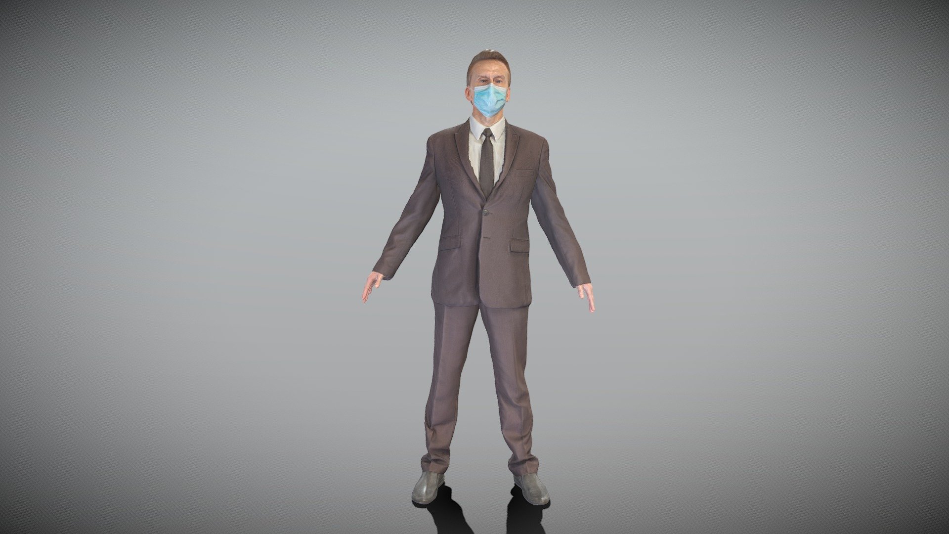 Man in suit and face mask in A-pose 378 - Buy Royalty Free 3D model by ...