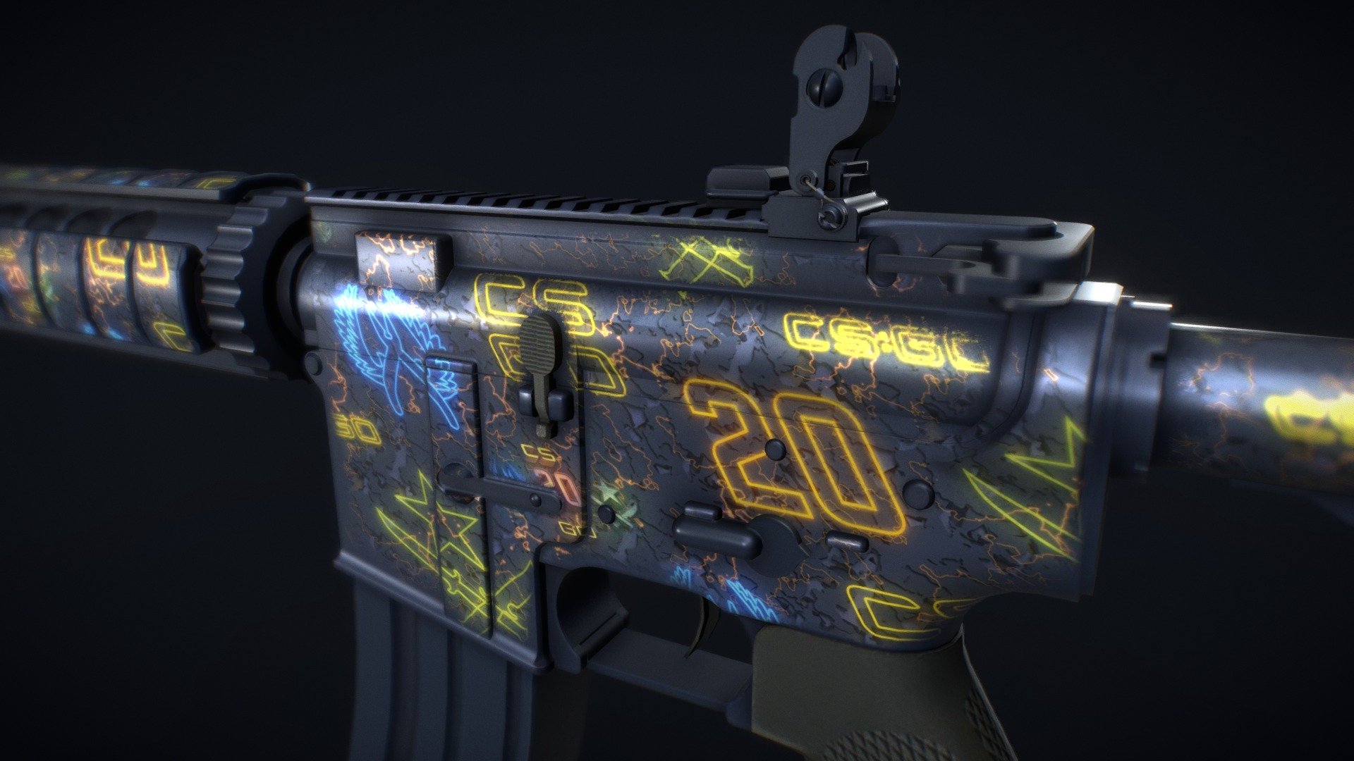 CS20 | M4A4 | Neon Sign - 3D model by G-99Factory (@ViktorMishin ...