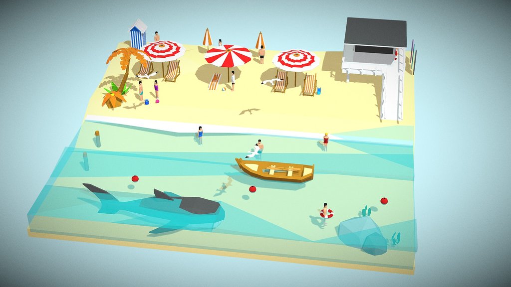 toon beach - A 3D model collection by ravanin - Sketchfab