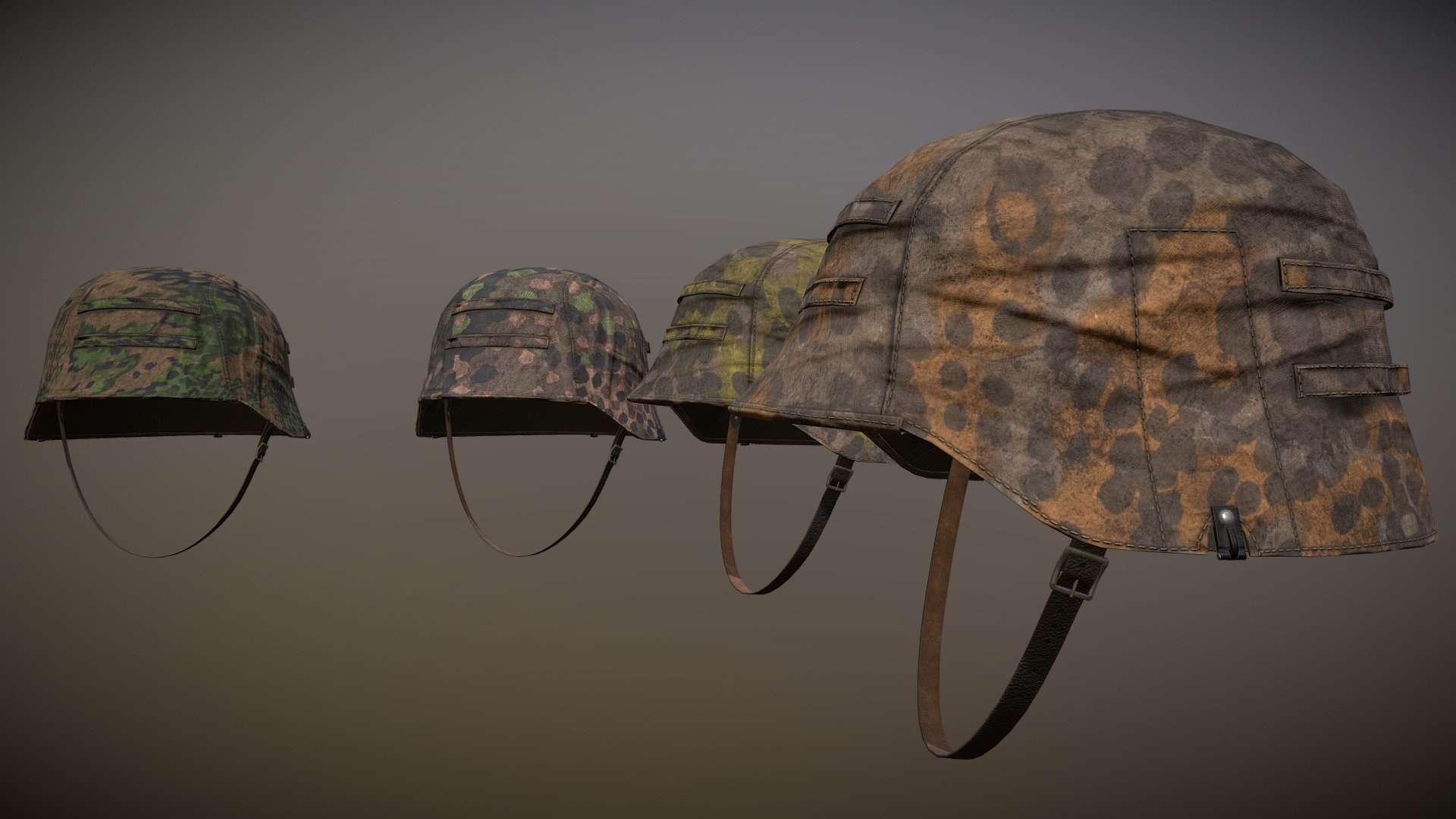 German Helmets with camouflage Cover - 3D model by Garrettich [95eb984 ...