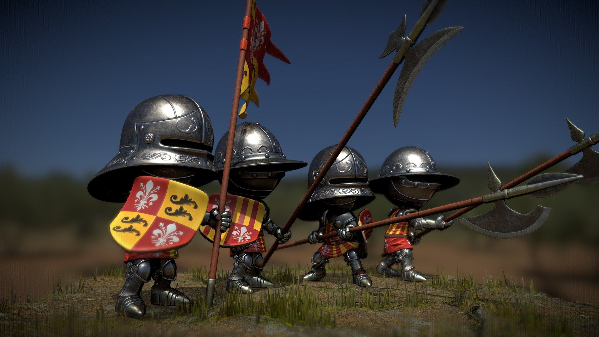 Medieval infantry (toy-style) - 3D model by giobiancoFB [95f5a81 ...