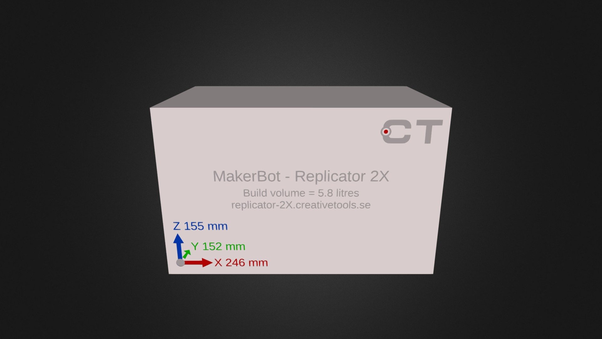 MakerBot Replicator 2X 3D-print Build Volume - Download Free 3D model ...