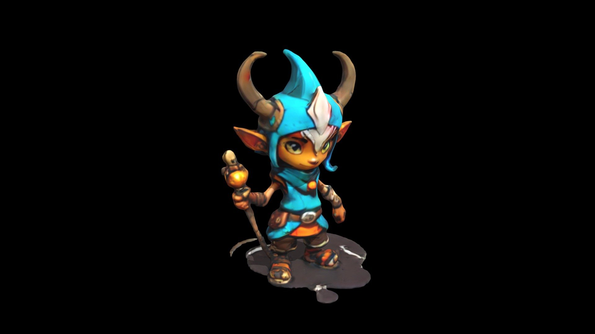 a cartoon character with horns is holding a c - Download Free 3D model ...