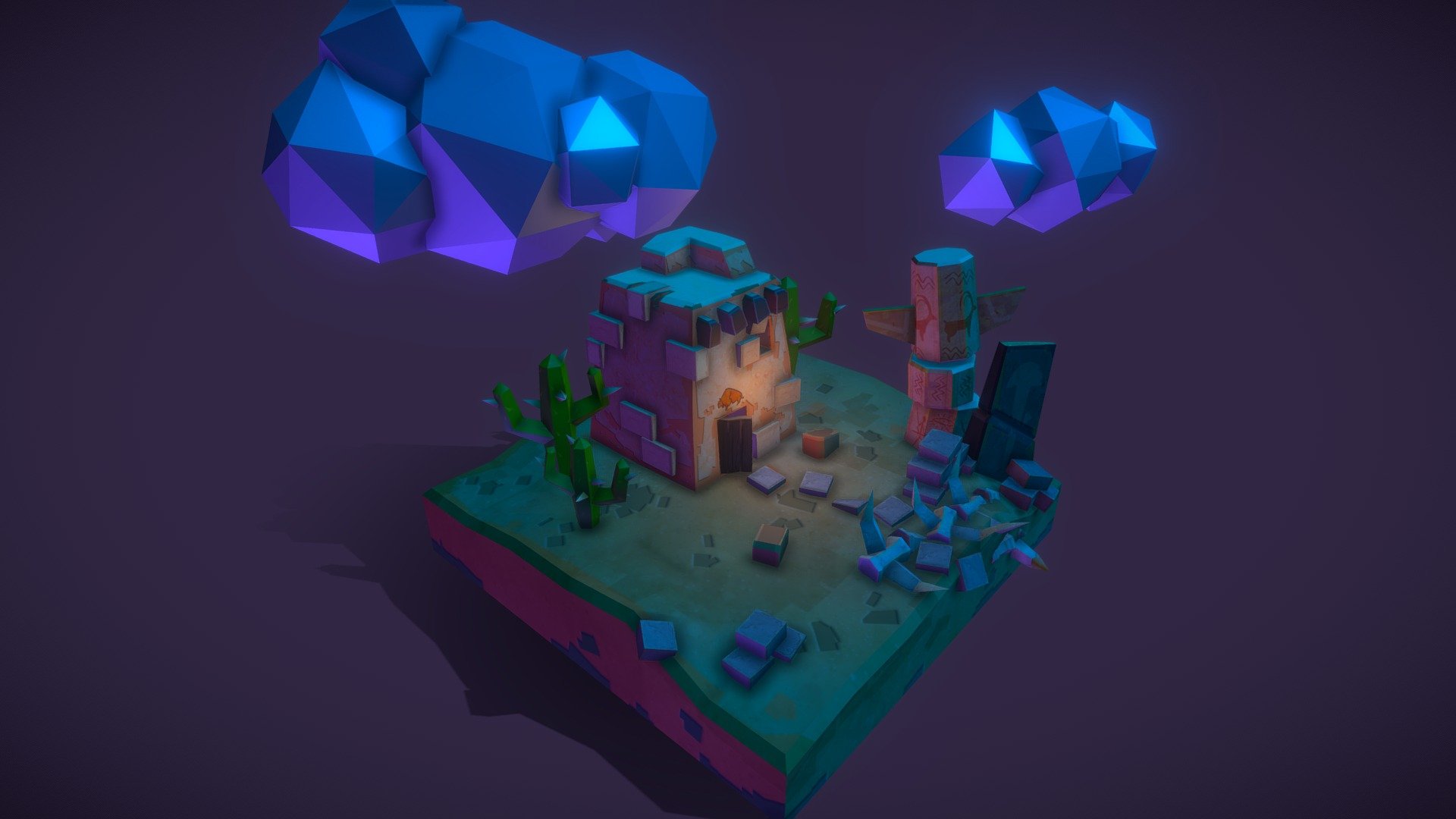 Desert Vignette NIGHT - Download Free 3D model by nickheitzman [963e7ea ...