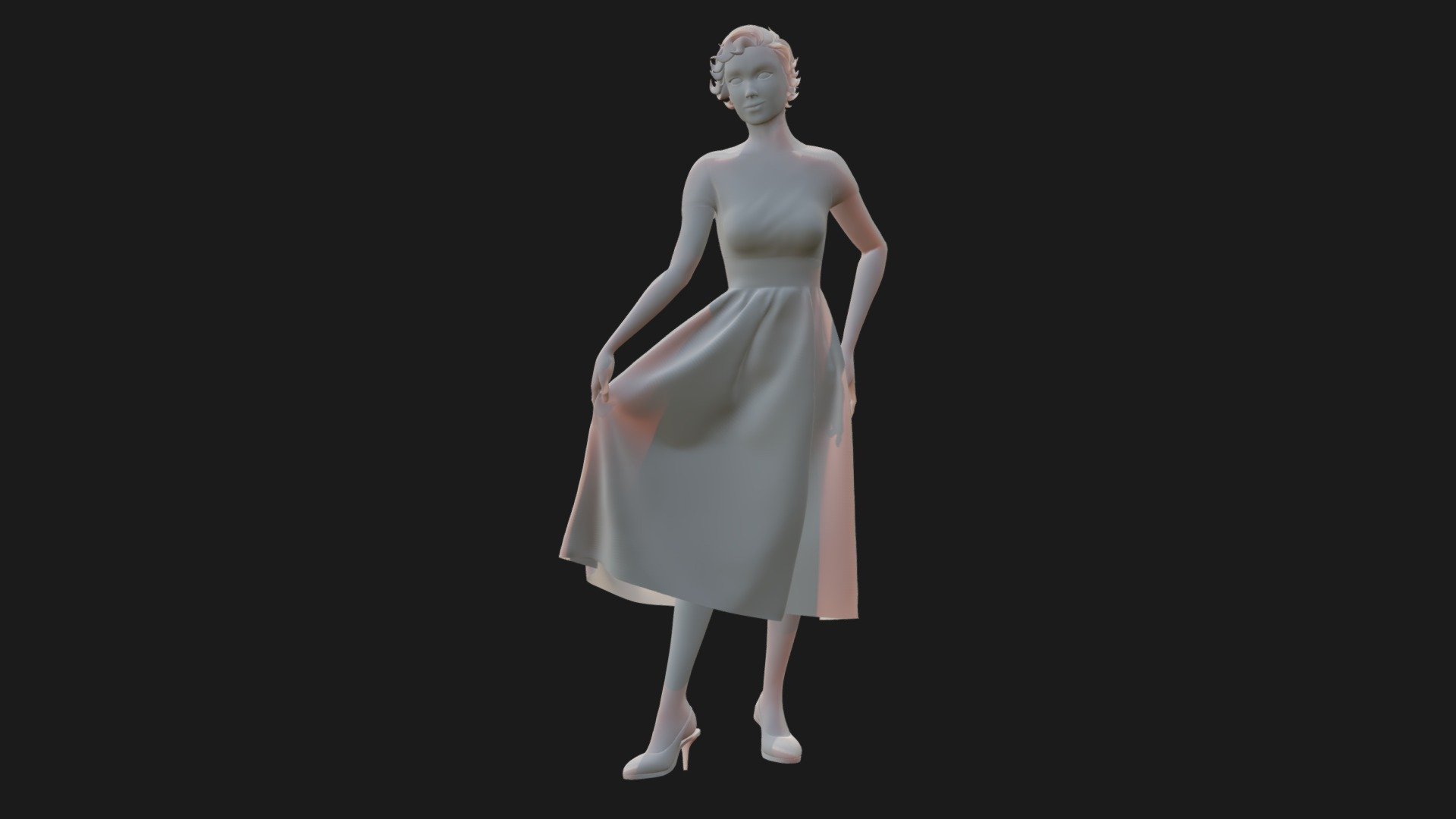 Red dressed girl - 3D model by kTravia (@katetravyanco) [966cde7 ...