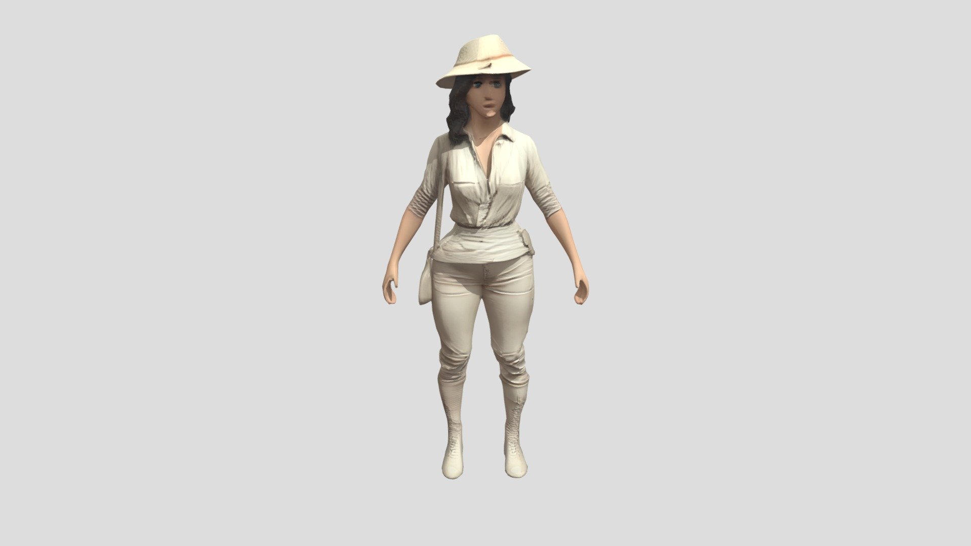 woman in explorer outfit and hat - 3D model by voodooboy00 [9685a87 ...