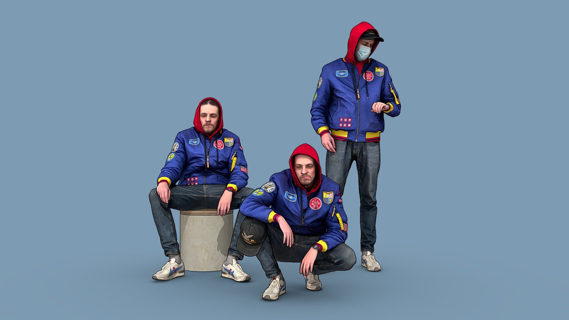 Cheeky Guy in a Blue Bomber Jacket - 3D model by kanistra [968f6a5 ...