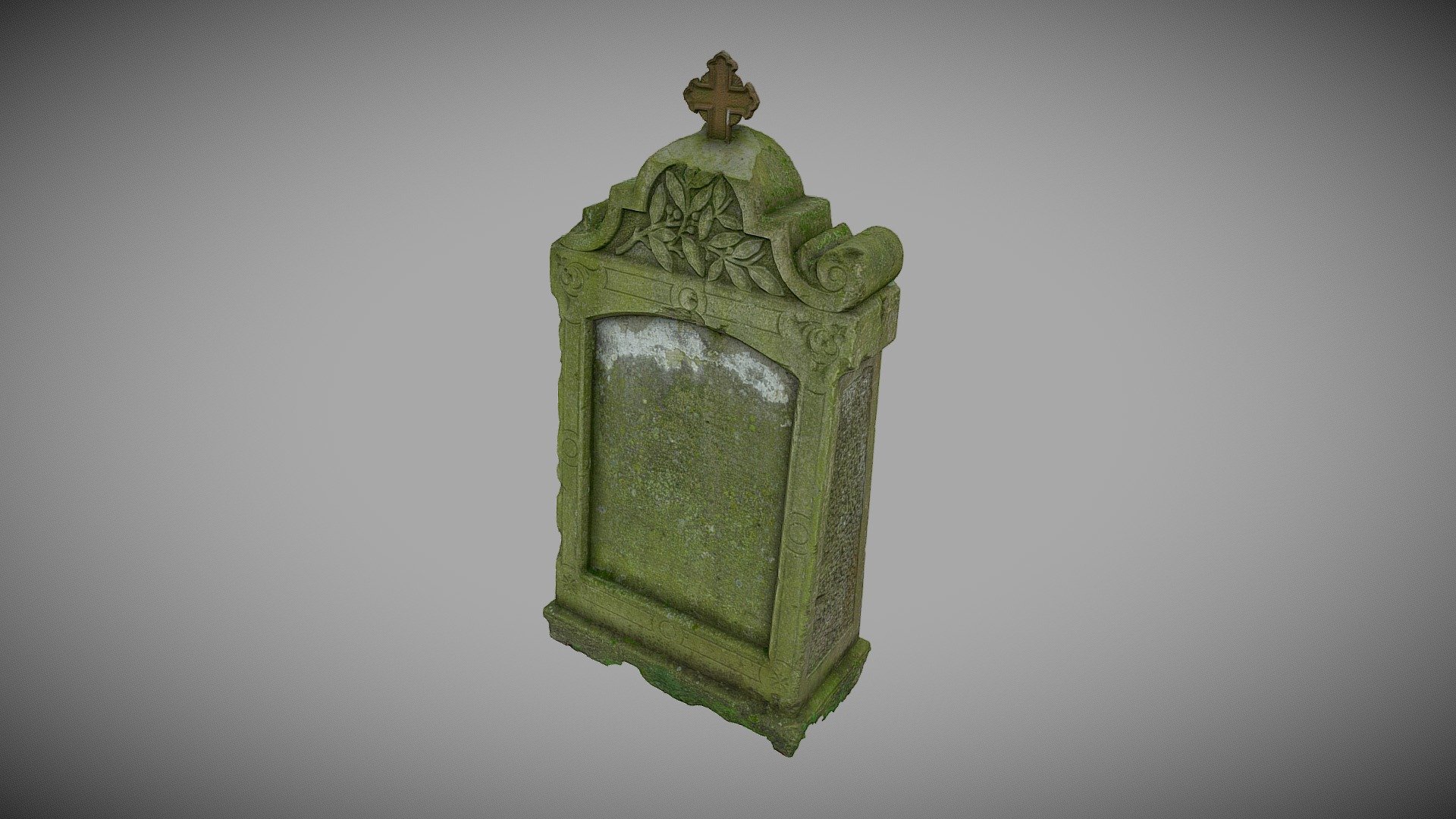 Damaged tombstone with a bas-relief and cross 02 - Buy Royalty Free 3D ...