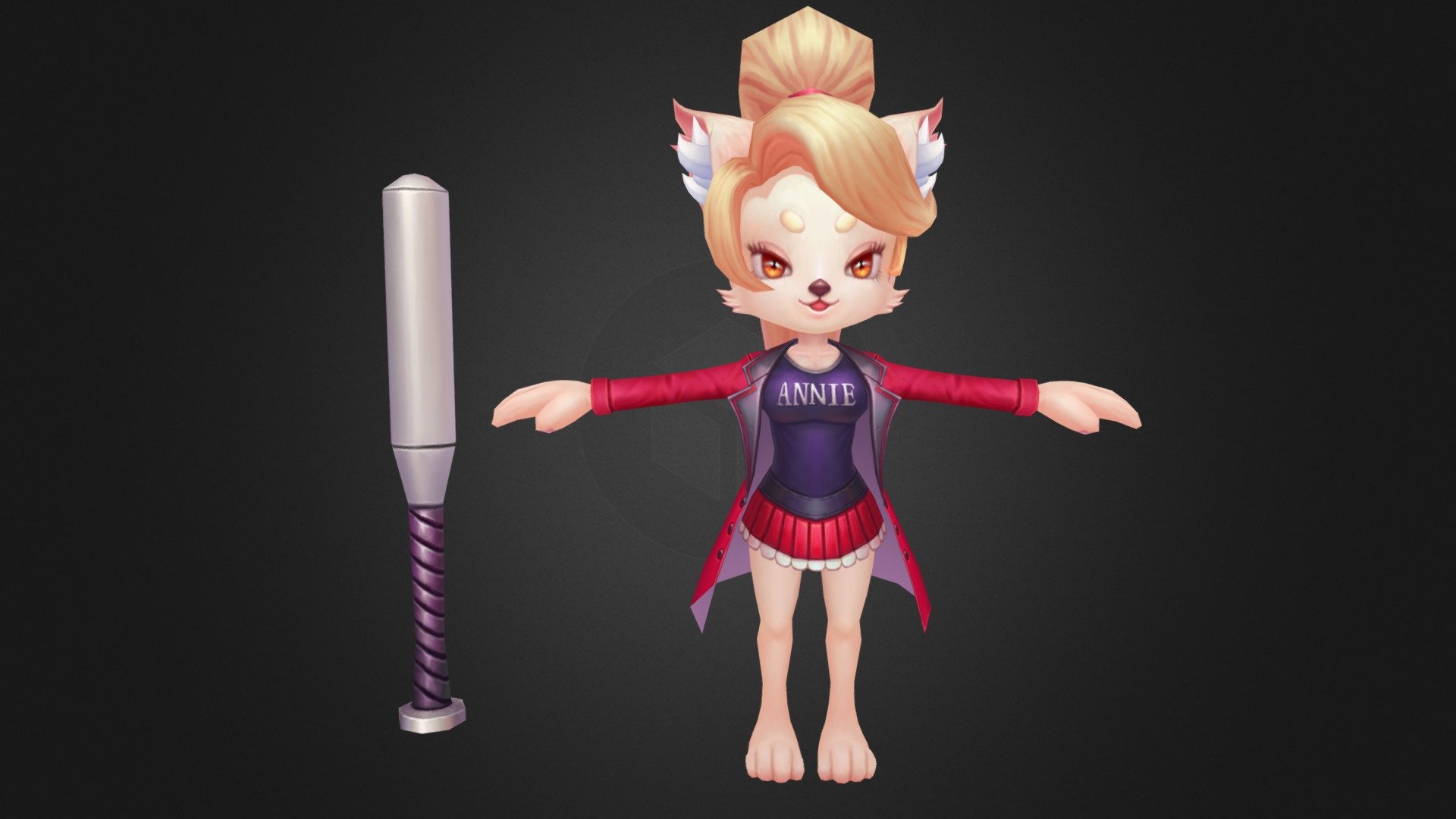 chibi humanoid fox character with baseball bat - 3D model by lydiaqx ...