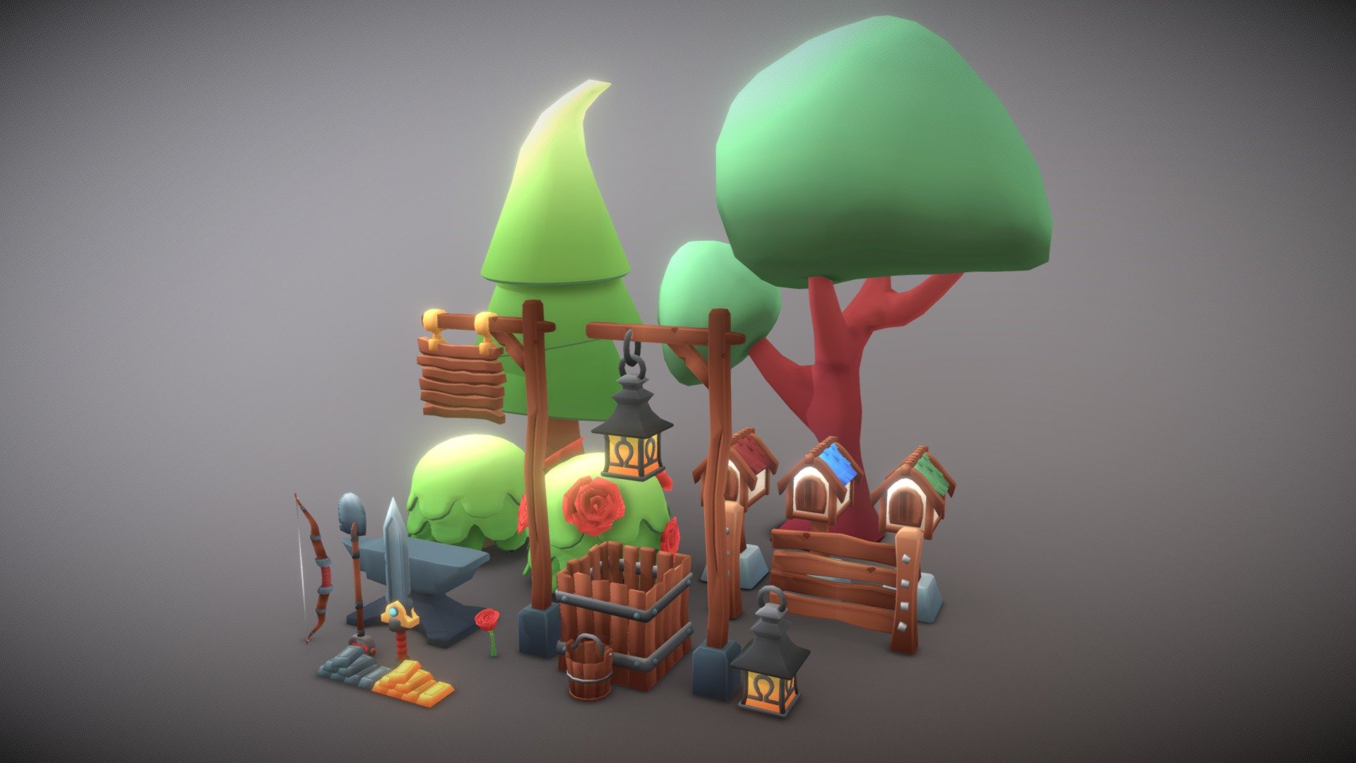 Stylized Asset Pack - 3D model by LBSnhuPortfolio [96a9bc7] - Sketchfab