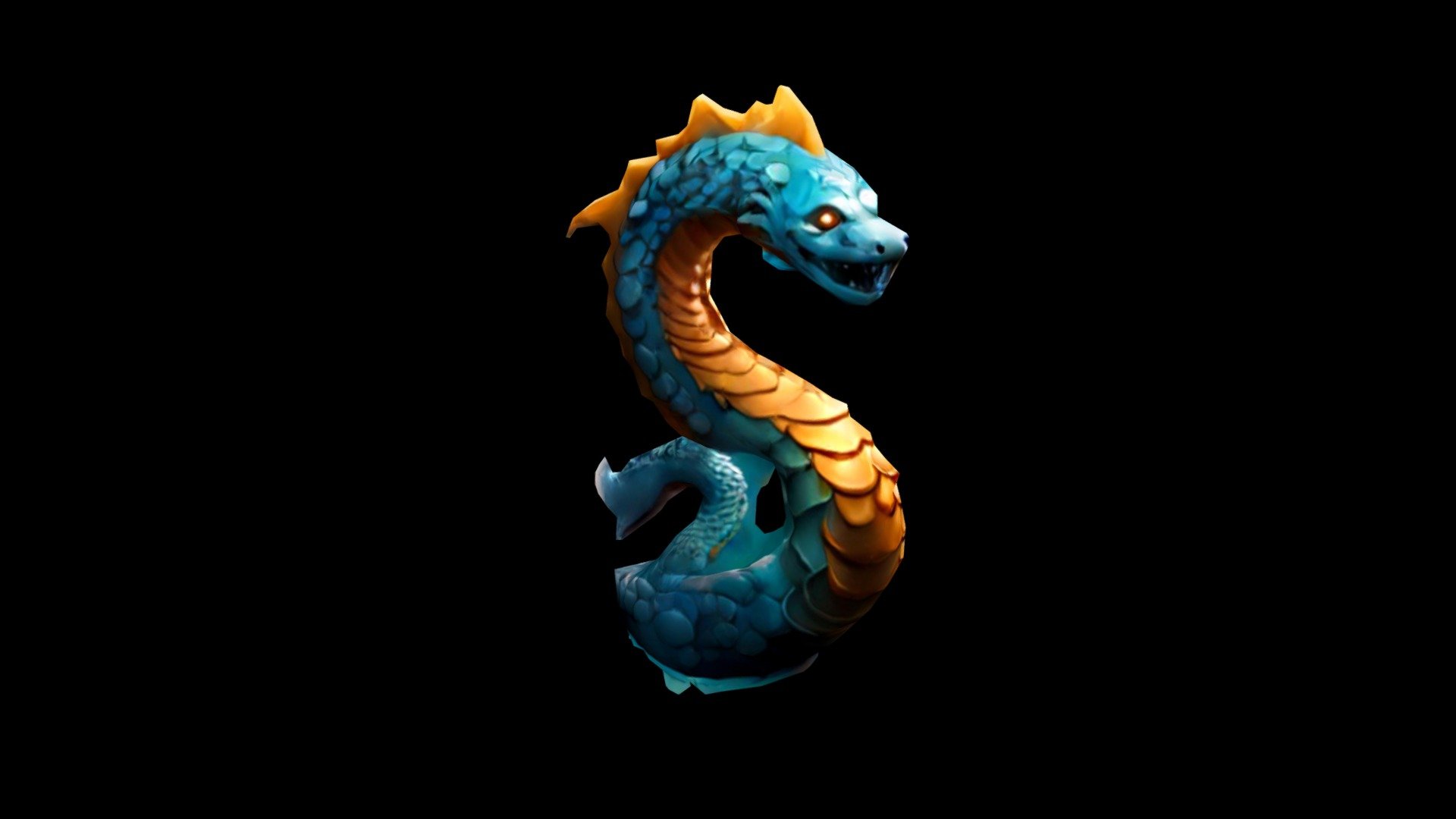 An intricately designed blue and orange sea serp - Download Free 3D ...