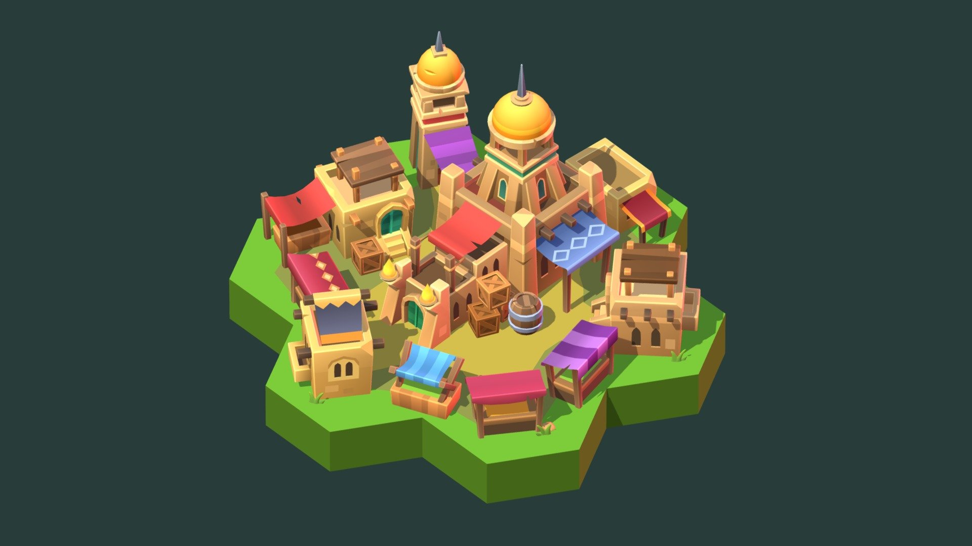 Stylized market building model - 3D model by Alex Pushilin (@plannit ...