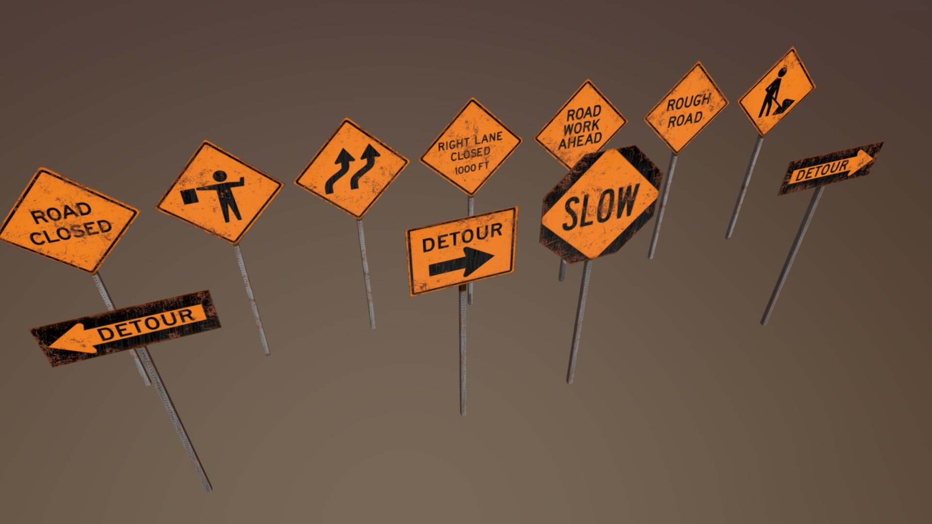 Construction Signs Set - Download Free 3D model by Caboose3d [96b3785 ...
