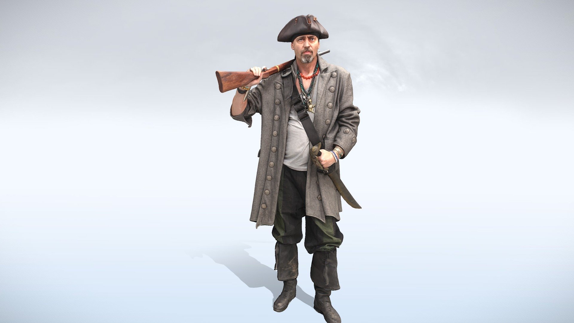 Male Scan - Pirate Pose Idle with Gun - 3D model by ViARsys [96cd655 ...