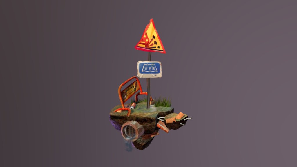 Floating Stop Sign Low poly model - 3D model by the_magnetic_cat ...