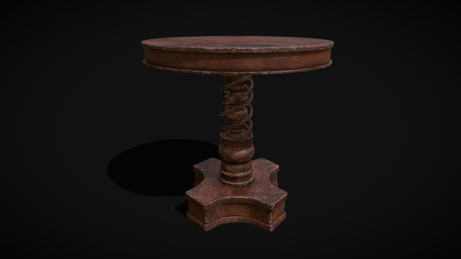 Medieval Antique Spiral Pedestal Round End Table - Buy Royalty Free 3D model by ...