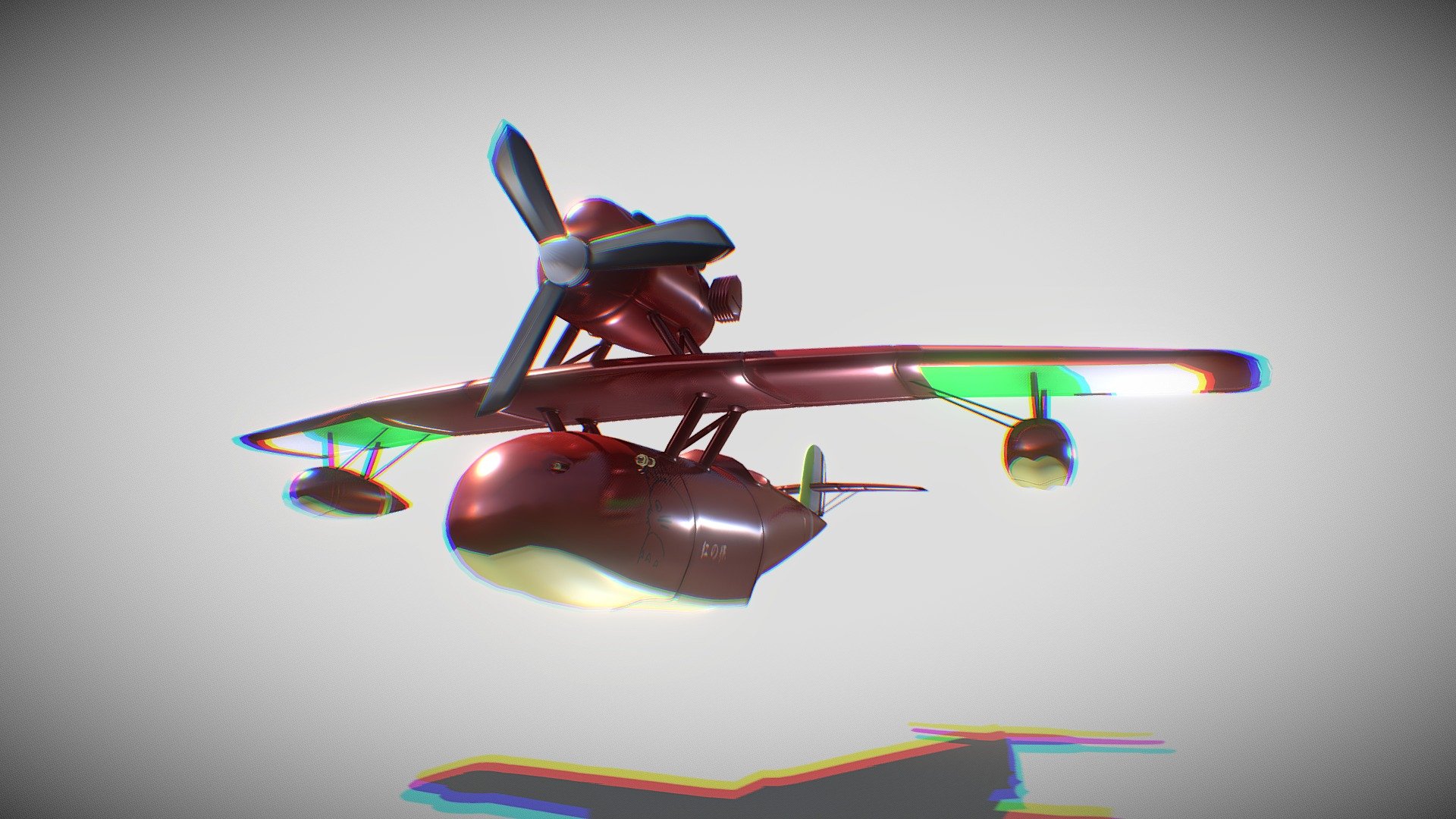 The red pig cartoon planes 3D model - Buy Royalty Free 3D model by ...