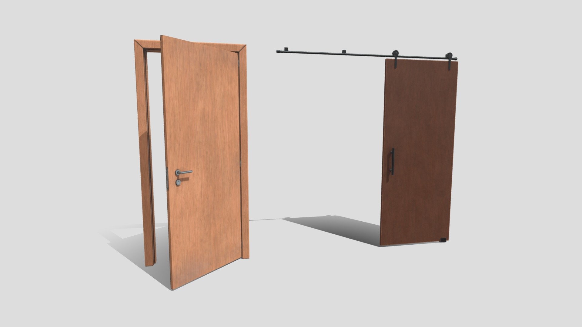 High Poly - Simple Door and Modern Barn Door - 3D model by Lucas ...