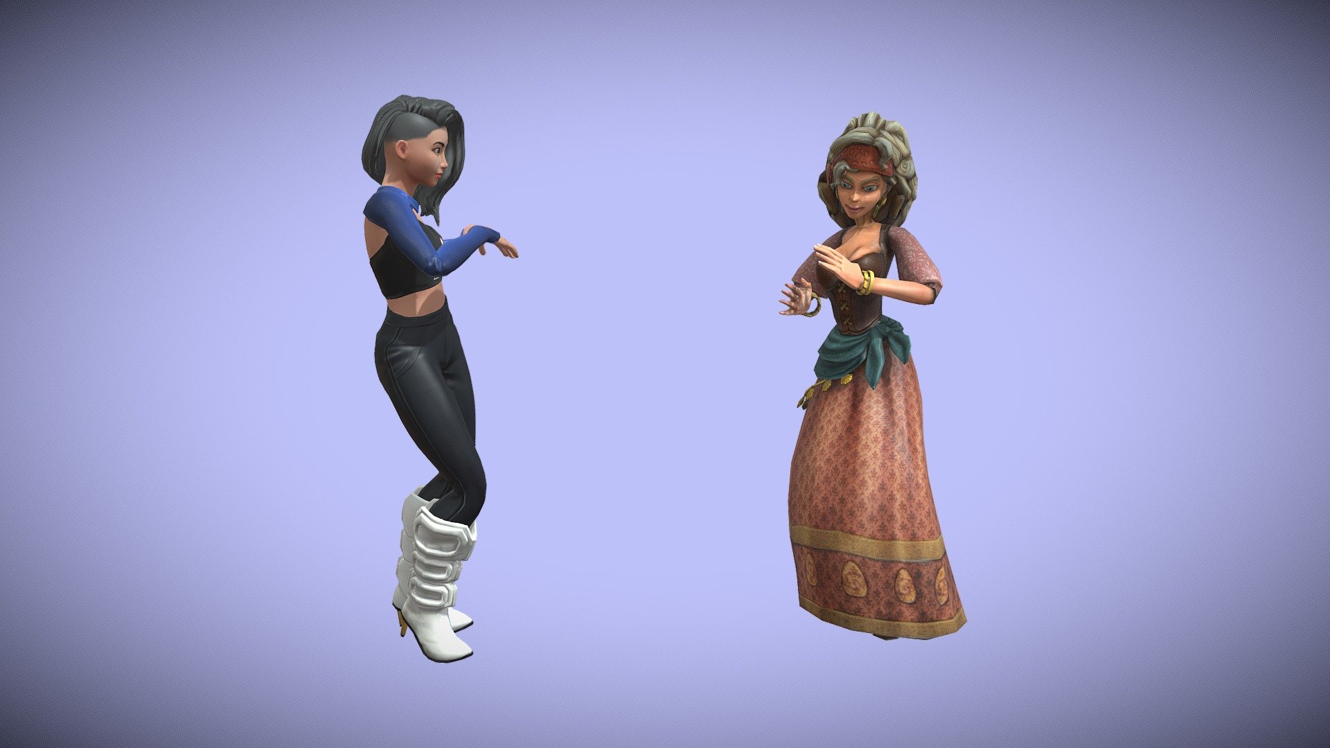 Two Female Animated Dancing Characters - 3D model by LasquetiSpice ...
