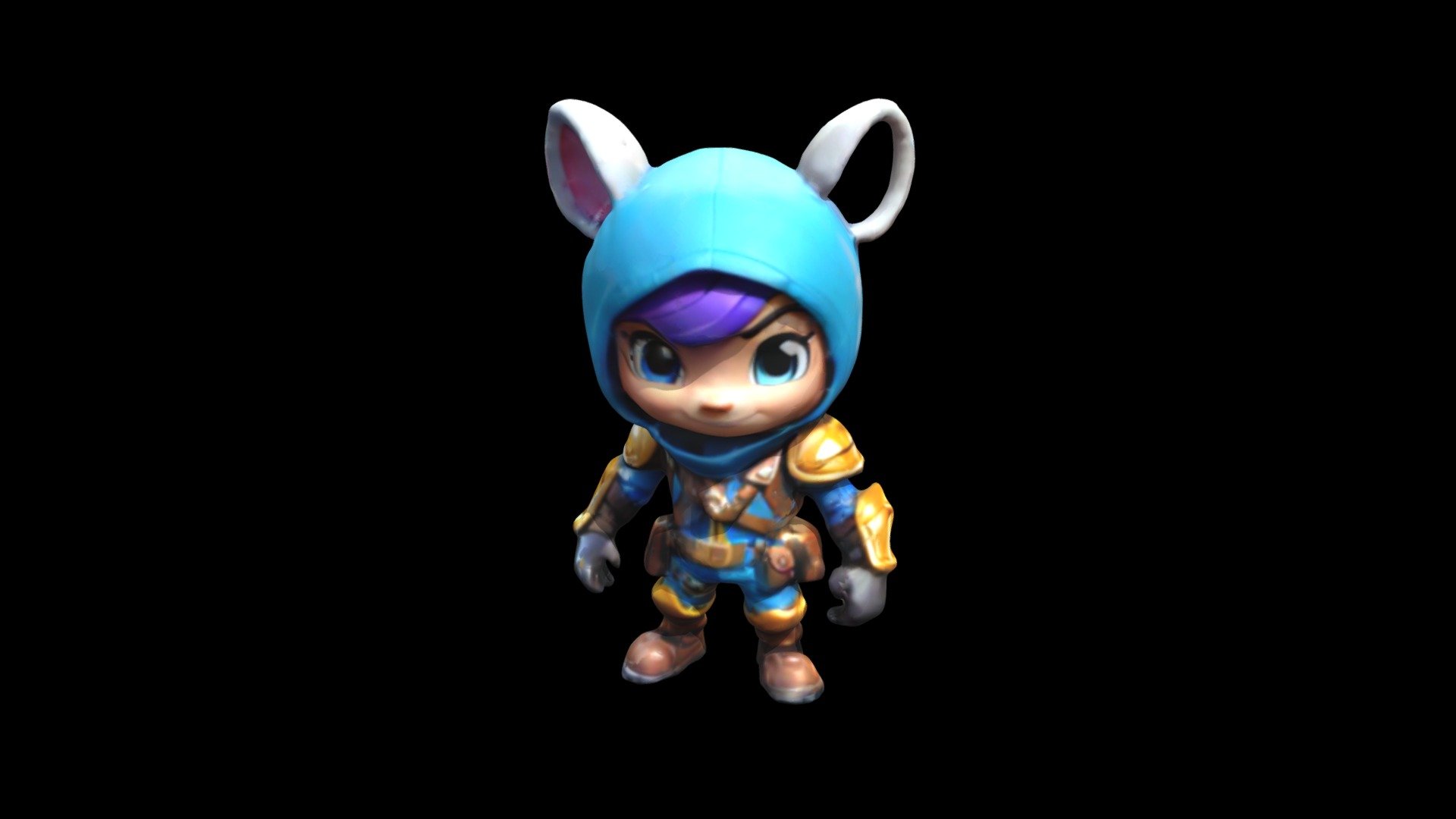 Anime character with rabbit ears and blue hoodie - Download Free 3D ...