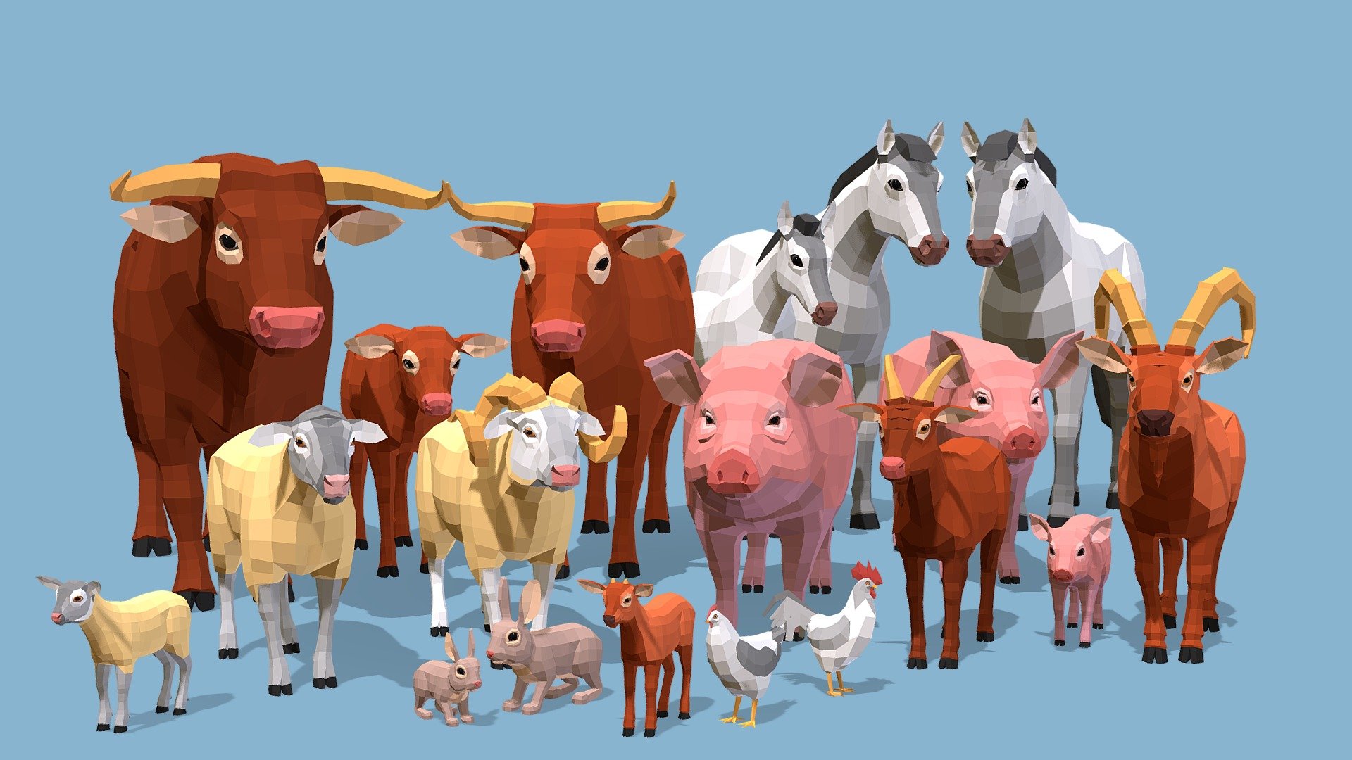 Low Poly Farm Animals - Buy Royalty Free 3D model by RedDeer (@billl90) [971dedf] - Sketchfab Store