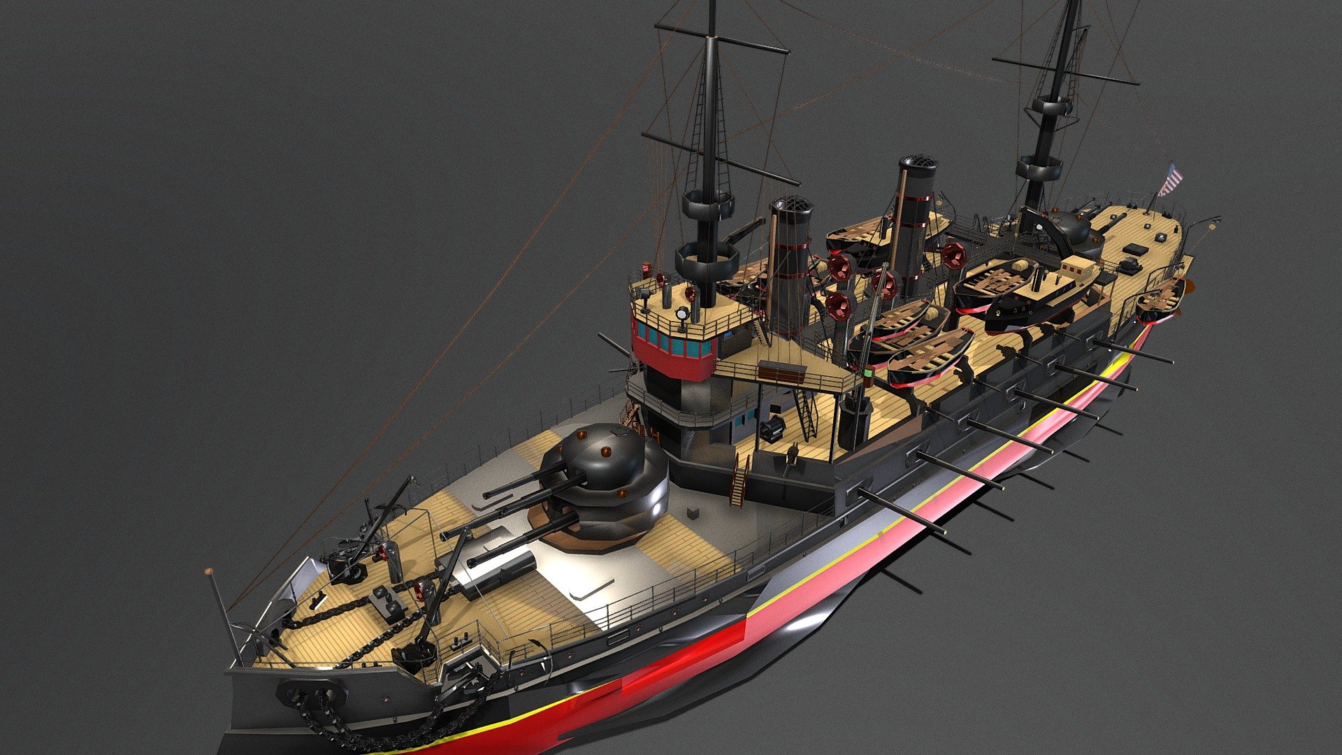 US NAVY 1891 Standard Battleship - Download Free 3D model by ...