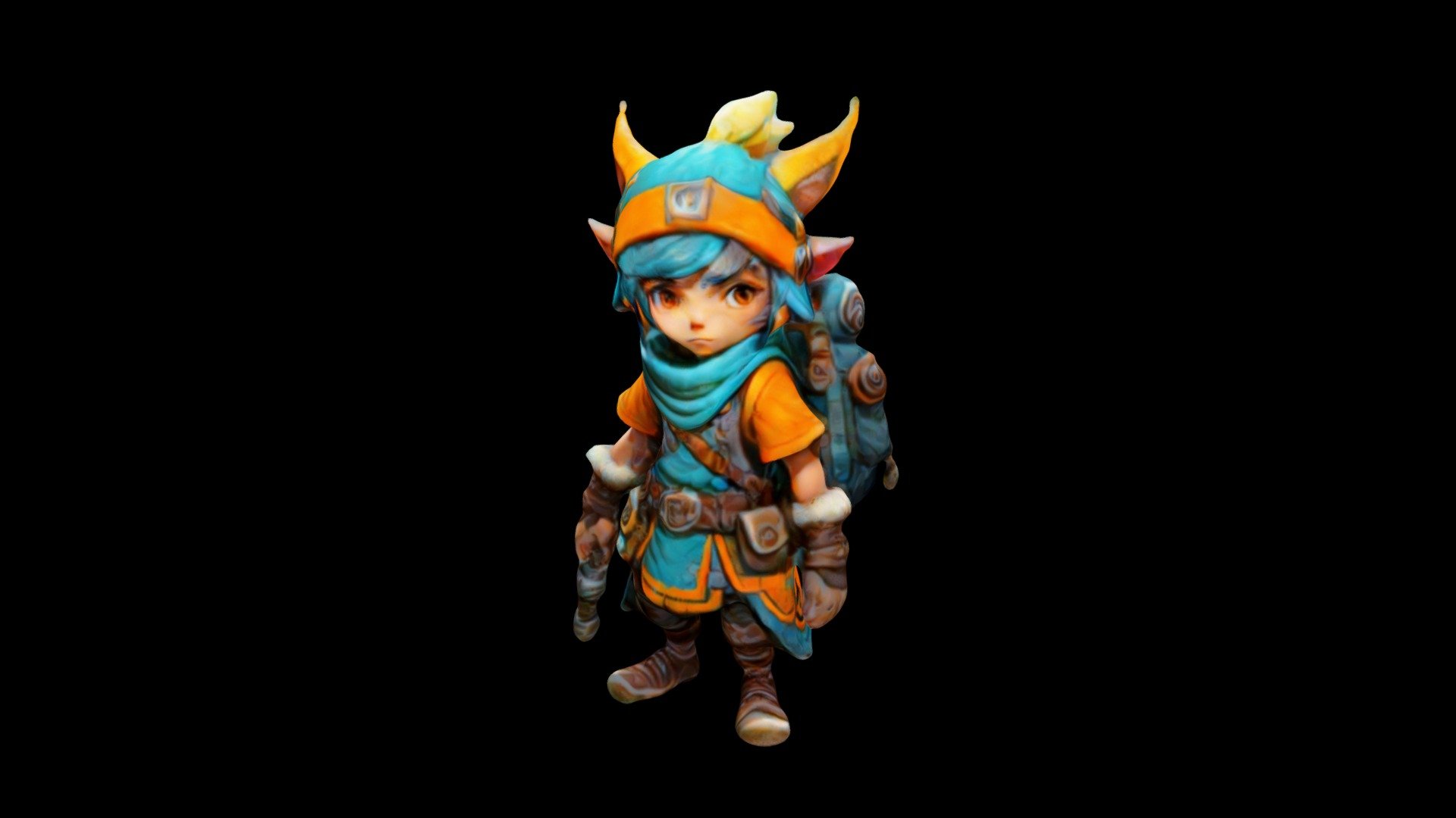 a cartoon illustration of a cute orange and blue - Download Free 3D ...