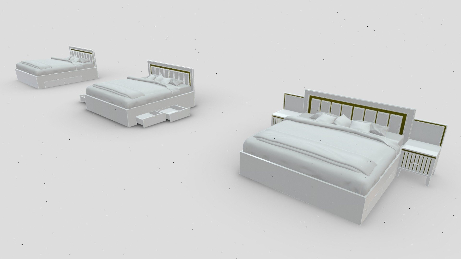 bed with drawers & side table - 3D model by Abideen [974ad67] - Sketchfab