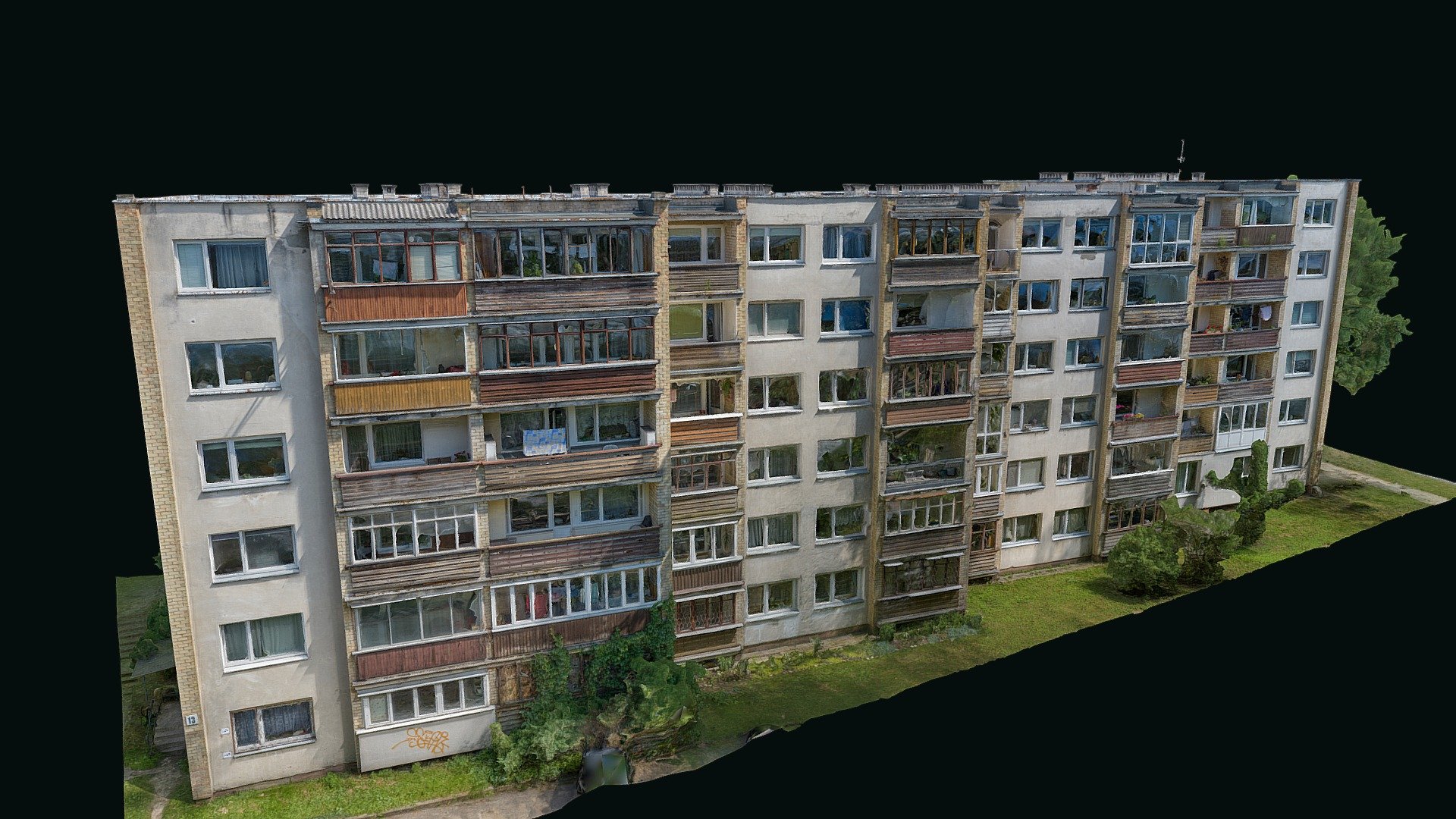 5/6 floor apartment building before renovation - Buy Royalty Free 3D ...