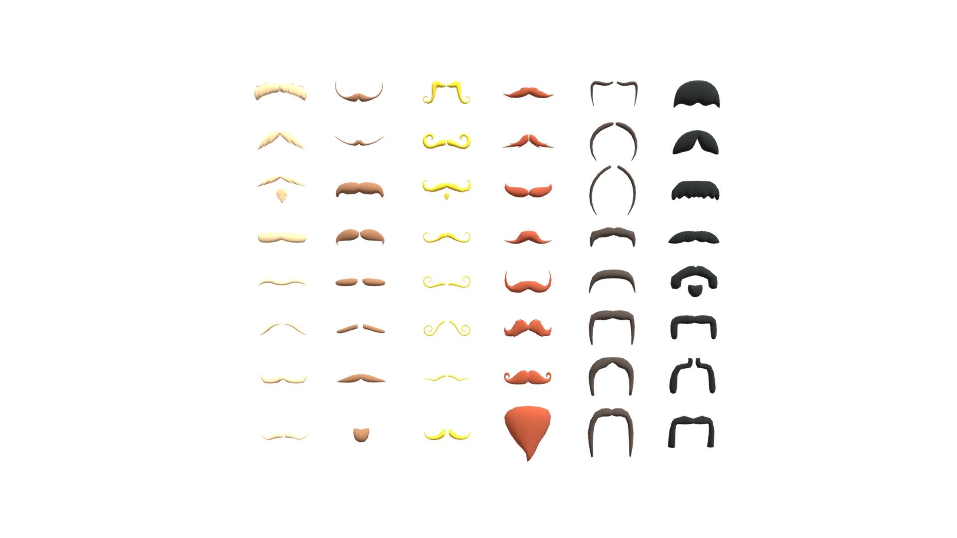 3D Game Kit - Mustache Pack - 3D model by Lykiars [9792362] - Sketchfab